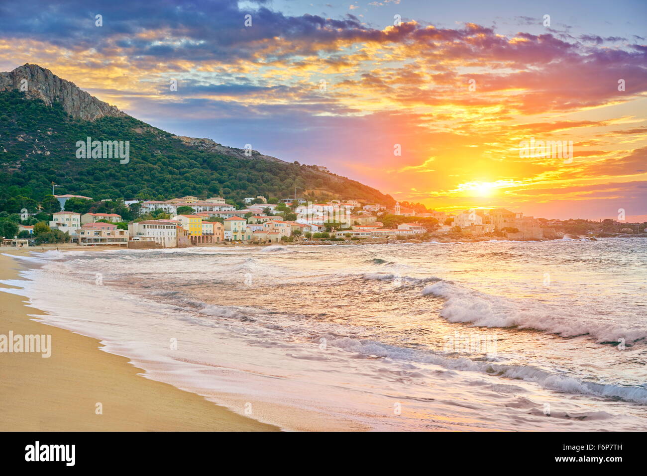 Algajola Beach and Village, Cap Corse, Corsica Island, France Stock ...