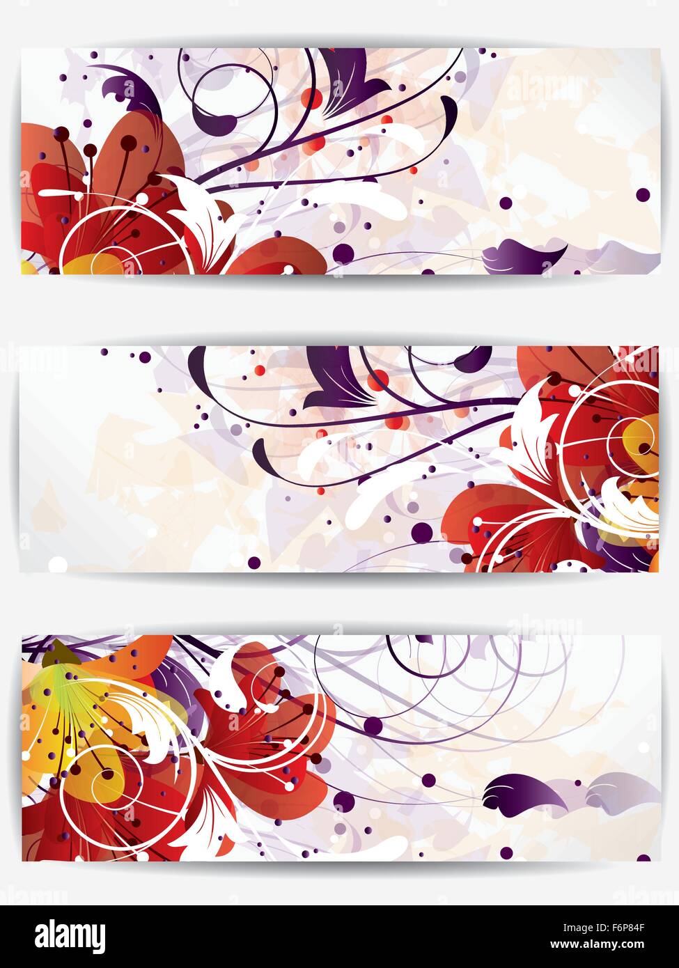 Set of abstract cards with flowers Stock Vector Image & Art - Alamy