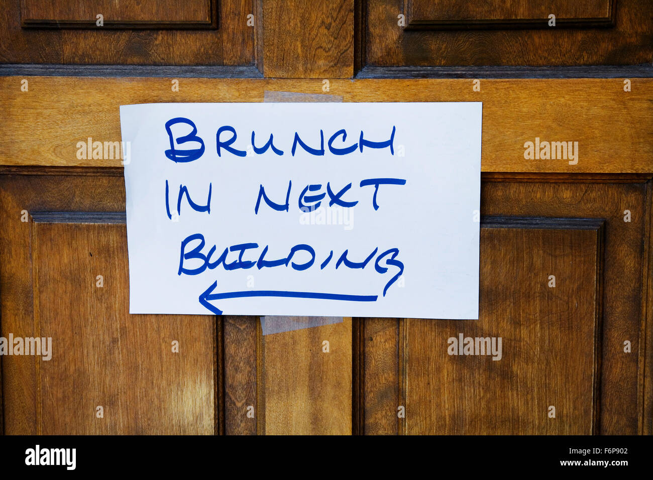 brunch sign taped to door Stock Photo - Alamy