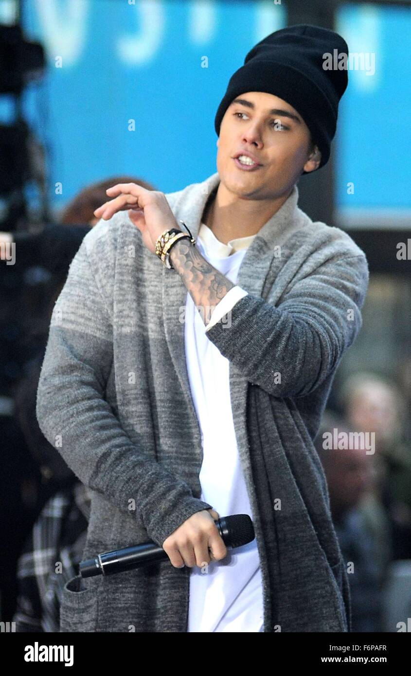 New York, NY, USA. 18th Nov, 2015. Justin Bieber on stage for NBC Today ...