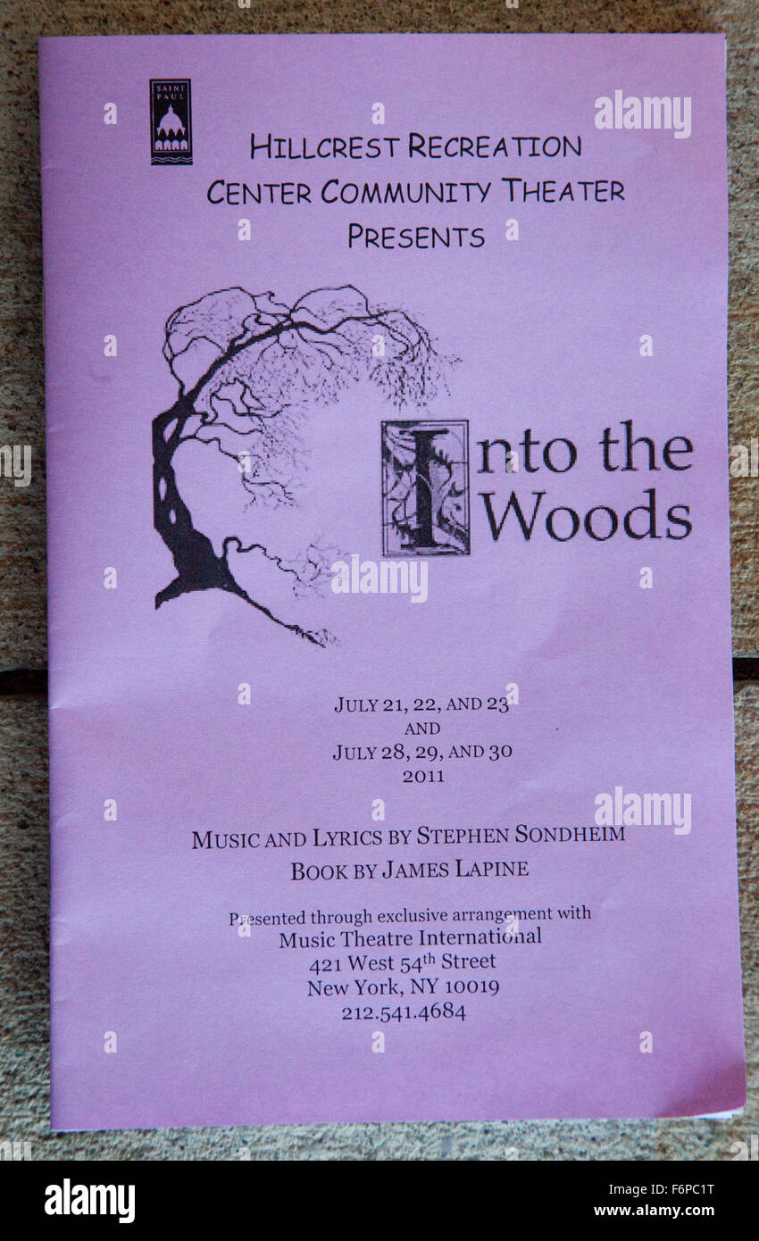 Program for Into the Woods theatrical play Stock Photo - Alamy