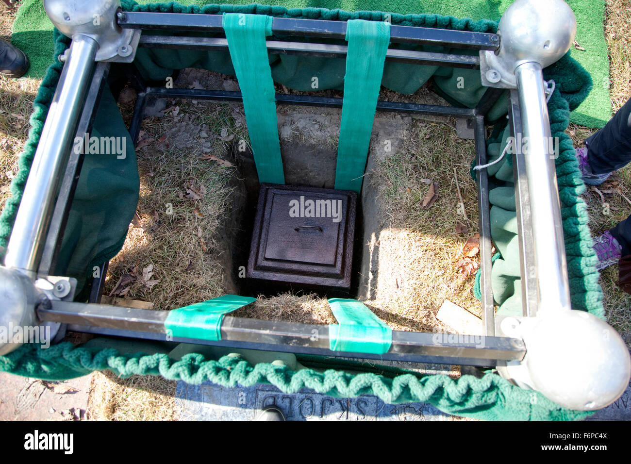 Cemetery crypt containing vault of loved ones cremated ashes ...