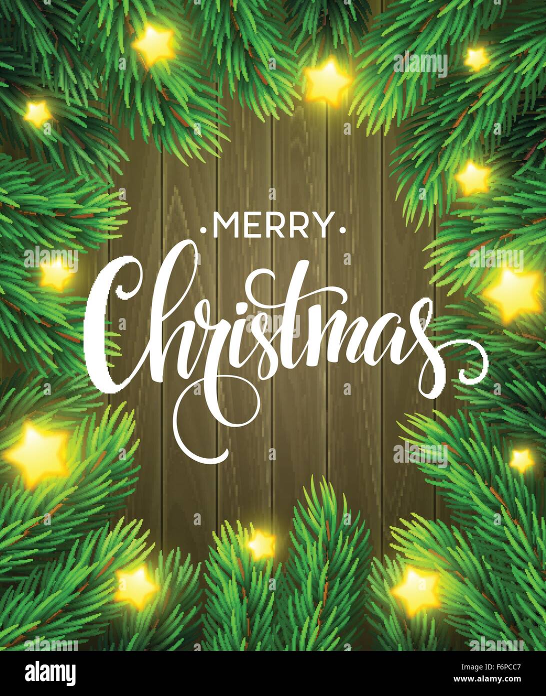 Christmas Tree Branches Border. Vector Illustration Stock Vector Image ...