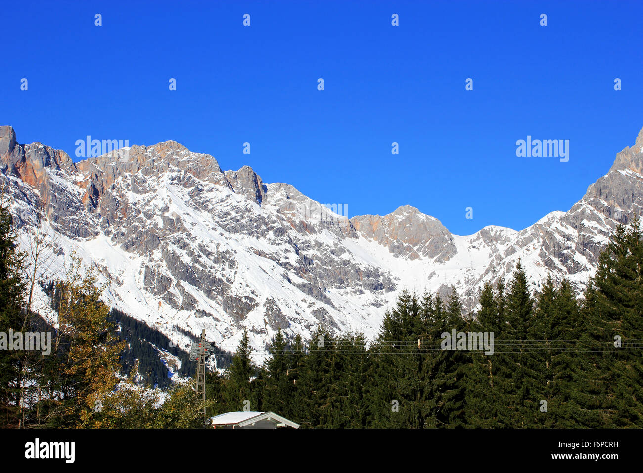 winter landscape in Austria Alps, snow sun and Snowy winter scene Stock ...