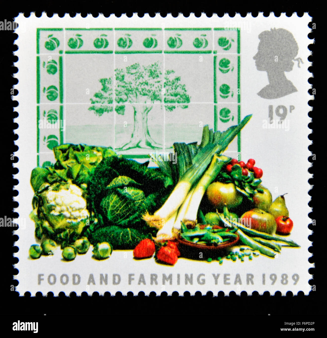 Postage stamp. Great Britain. Queen Elizabeth II. 1989. Food and ...