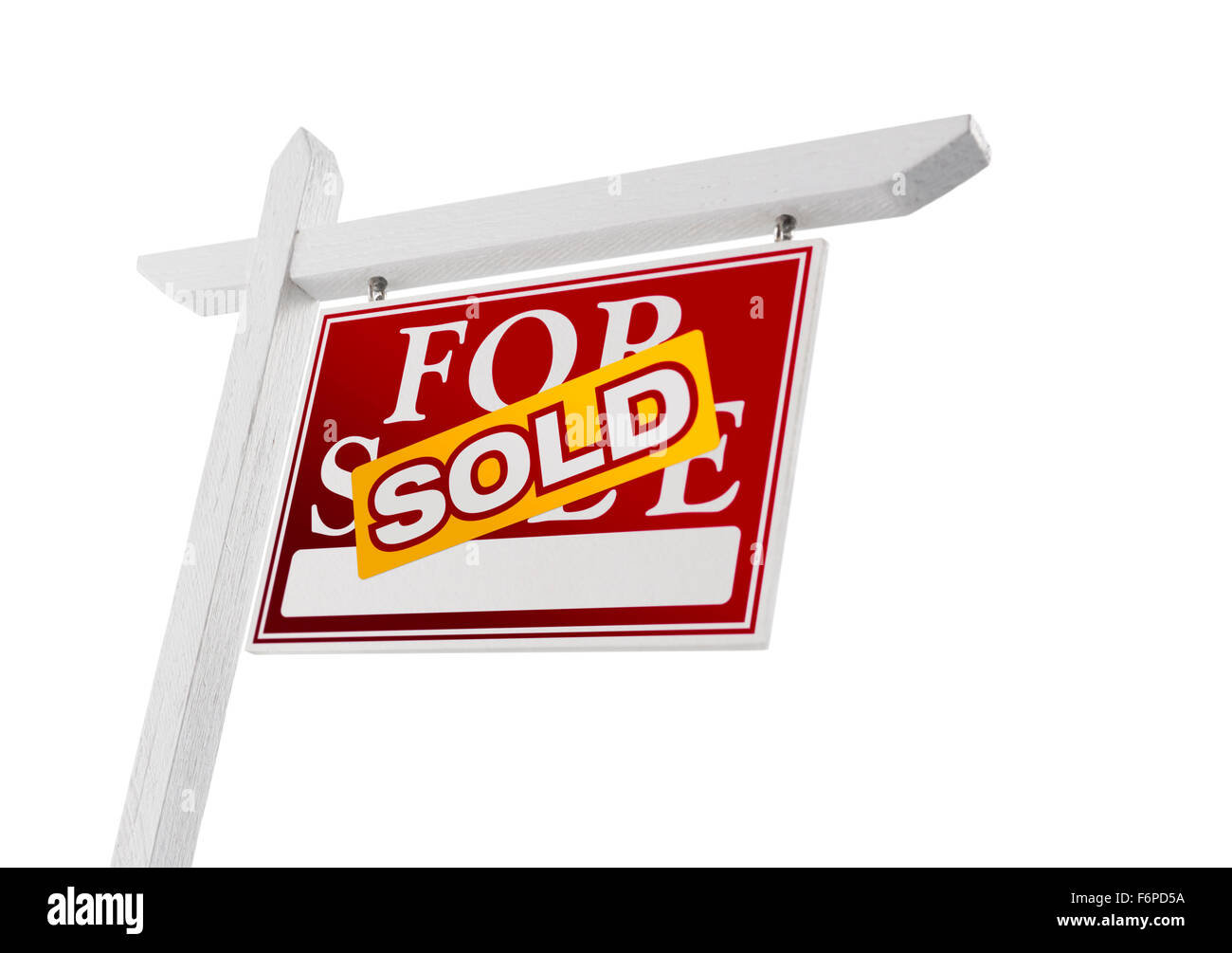 Red Sold For Sale Real Estate Sign Isolated on a White Background Stock ...
