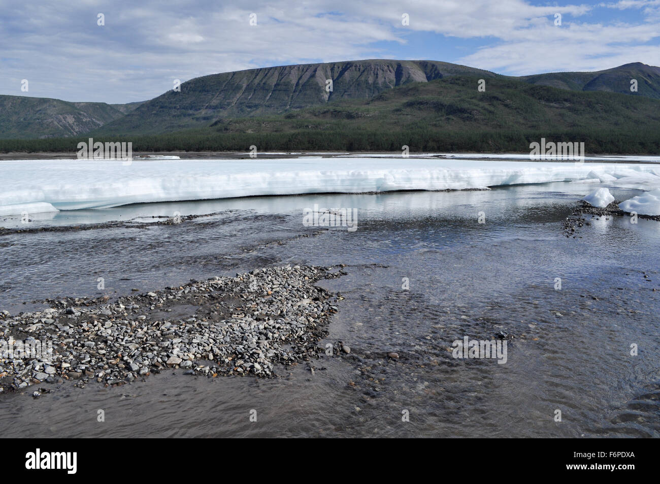Russia, Yakutia, a ridge of Suntar-khayata, river Suntar, August. The ...