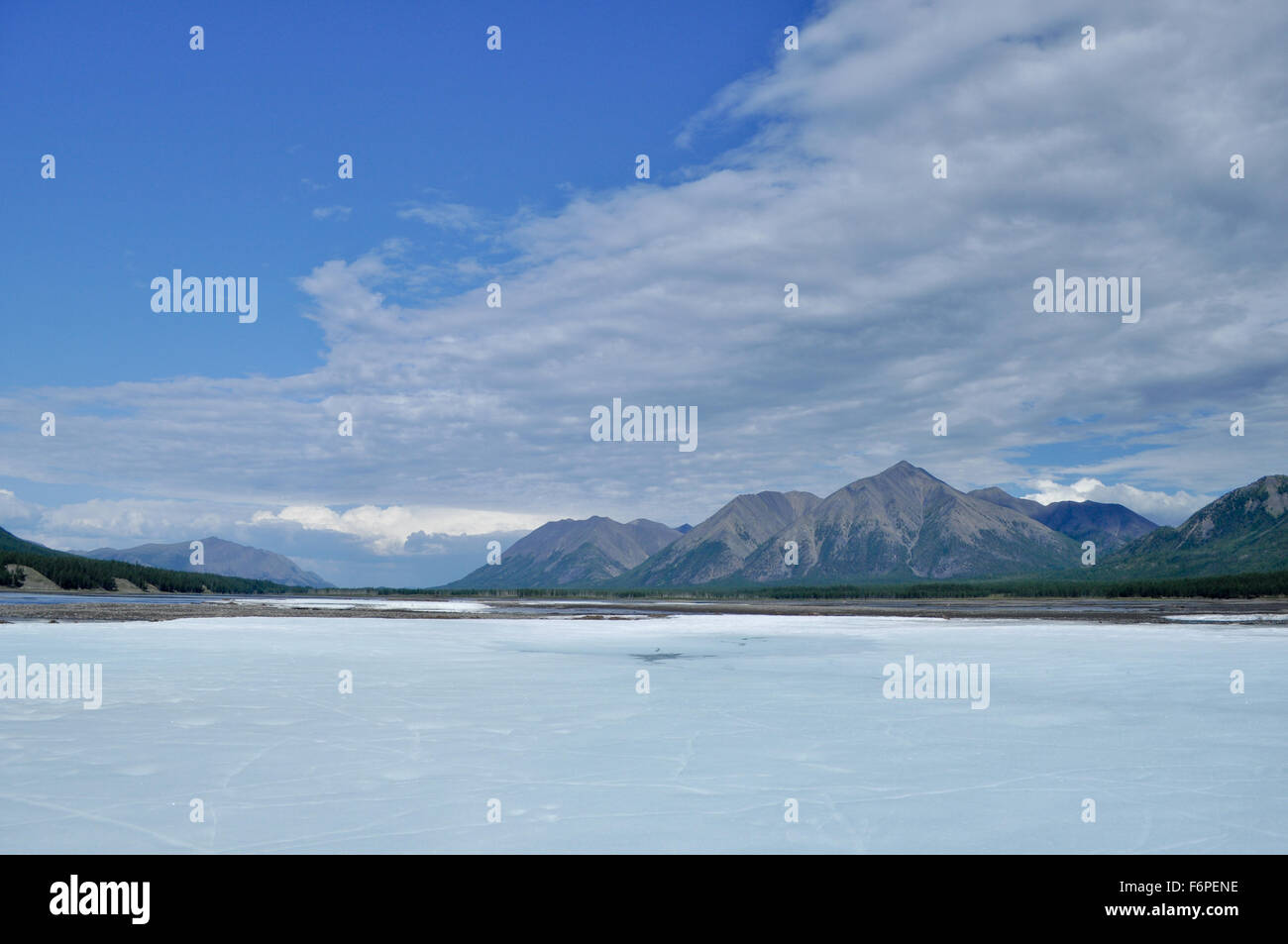 Russia, Yakutia, a ridge of Suntar-khayata, river Suntar, August. The ...