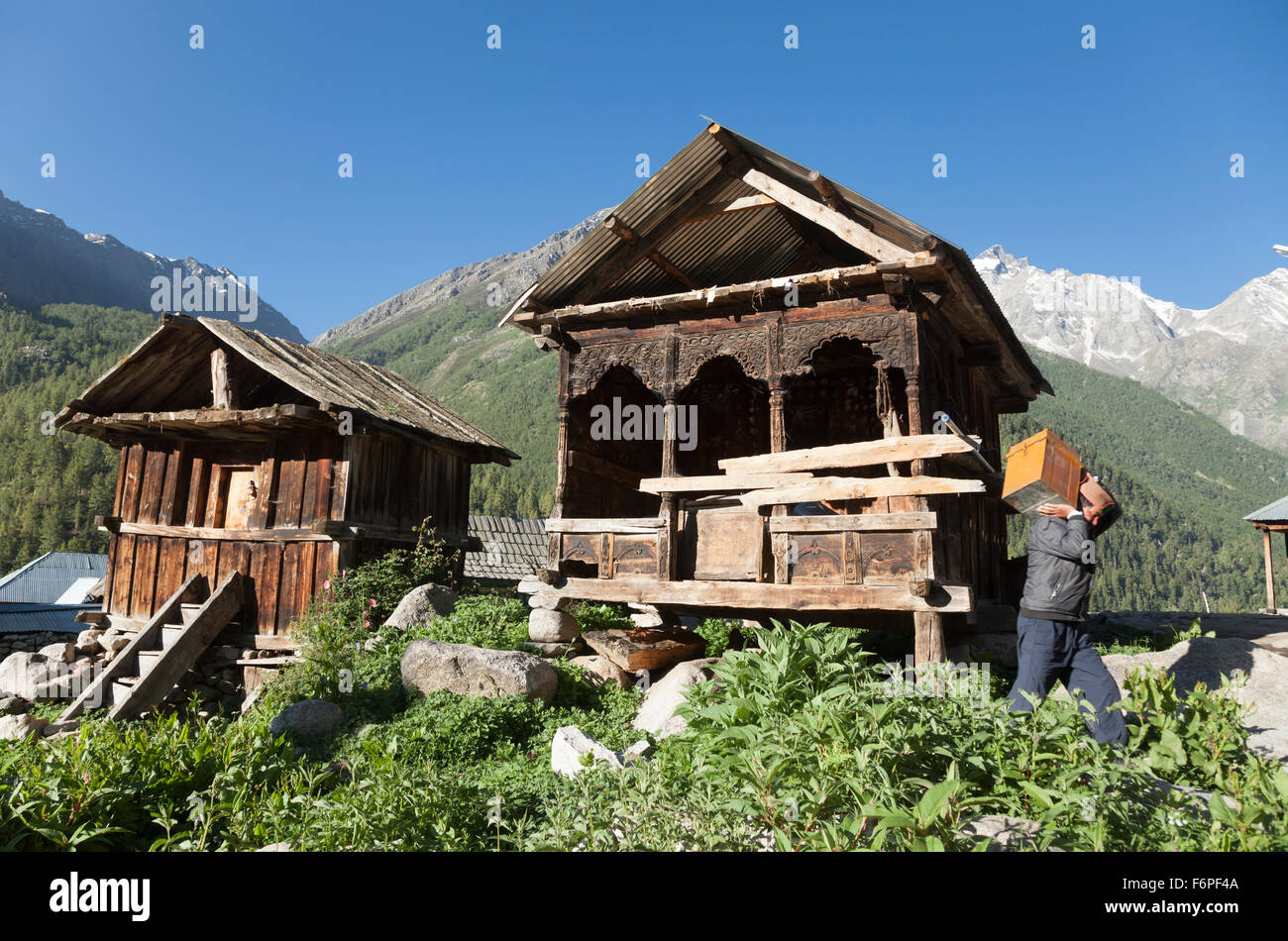 The village of Chitkul at the last inhabited village on the Indo-China ...