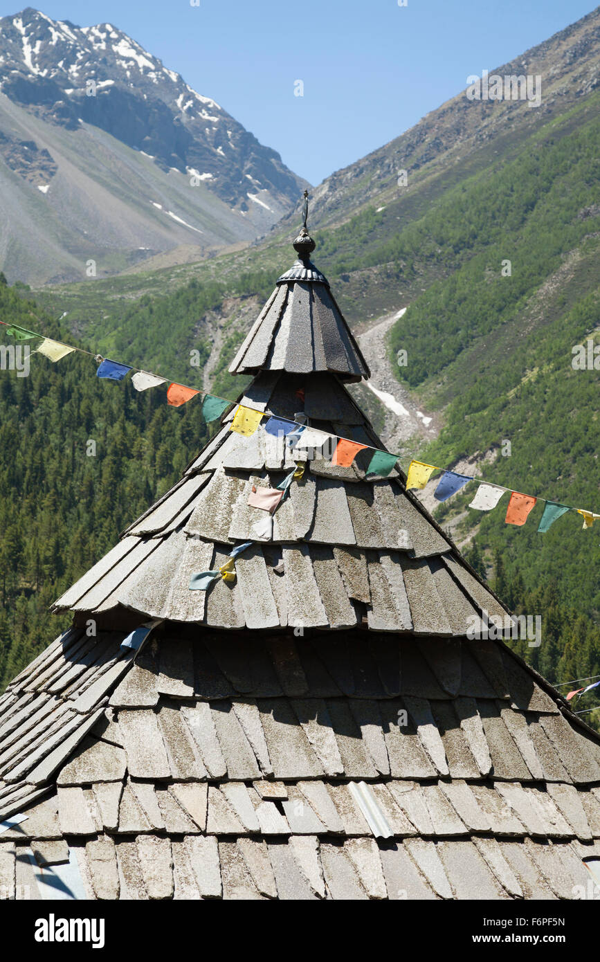 Buddhist Temple Chitkul at the last inhabited village on the Indo-China ...
