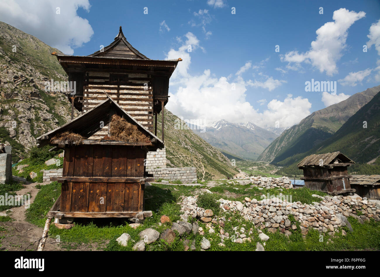The village of Chitkul at the last inhabited village on the Indo-China ...