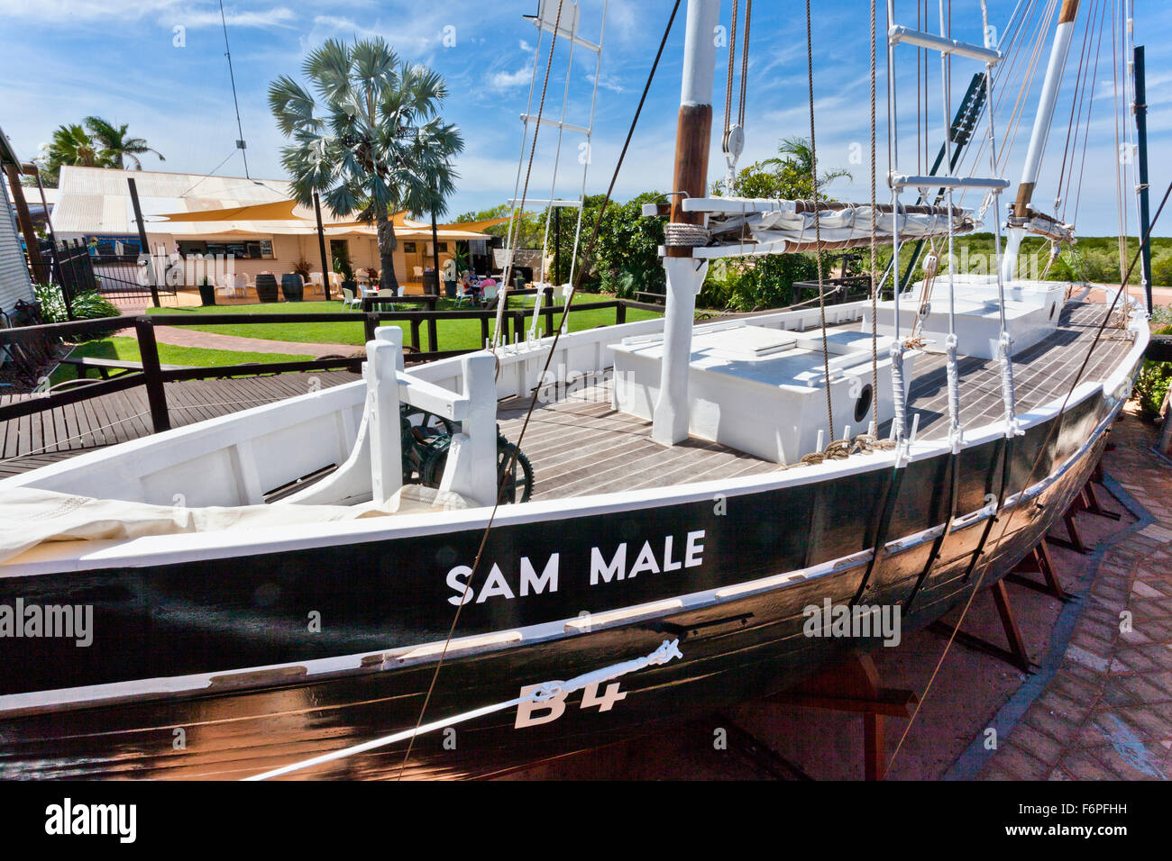 Australia, Western Australia, Broome, display of restored wooden pearl ...