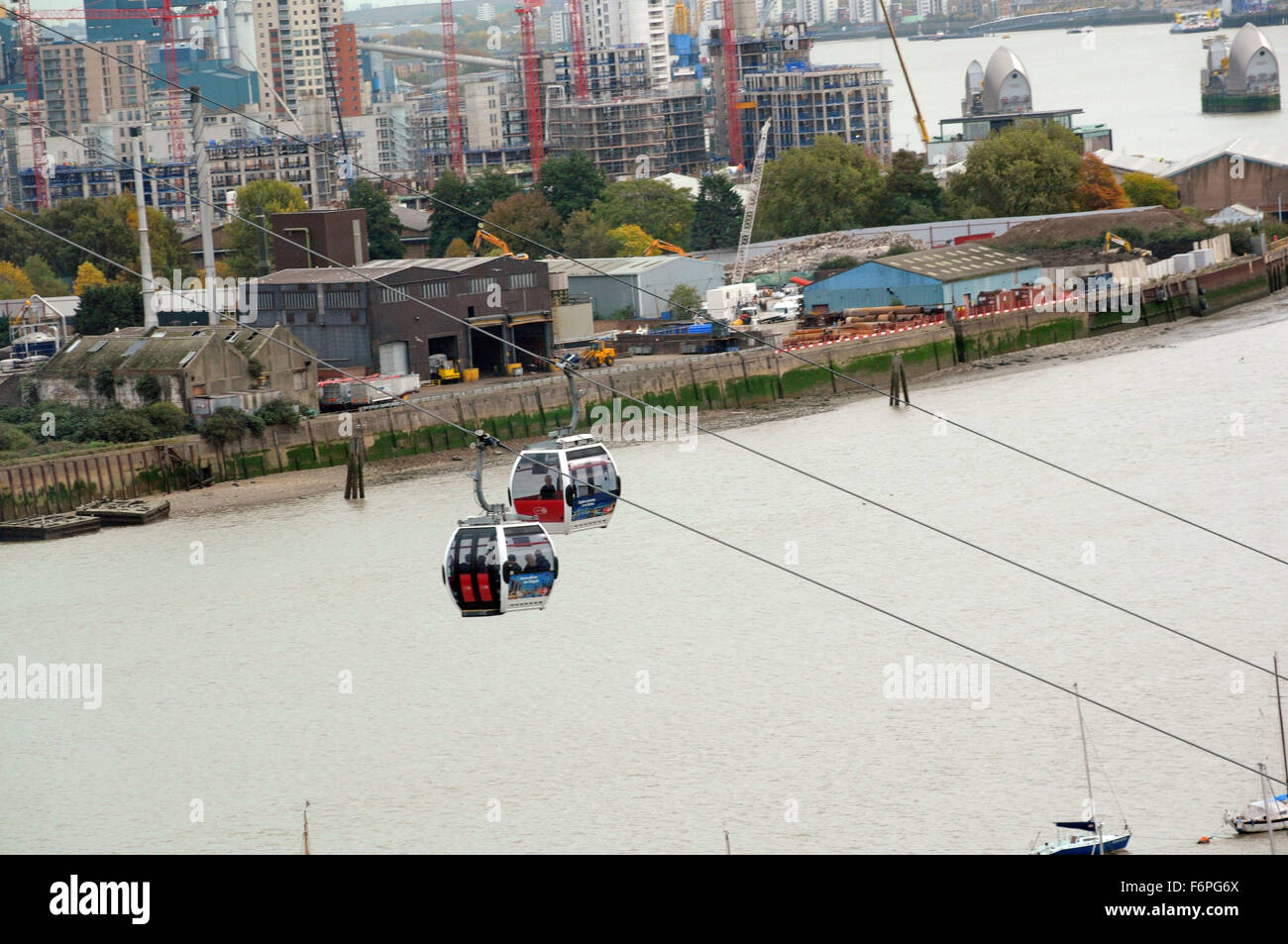 London, UK, 22 October 2015, aerial view of the Emirates Air Line ...