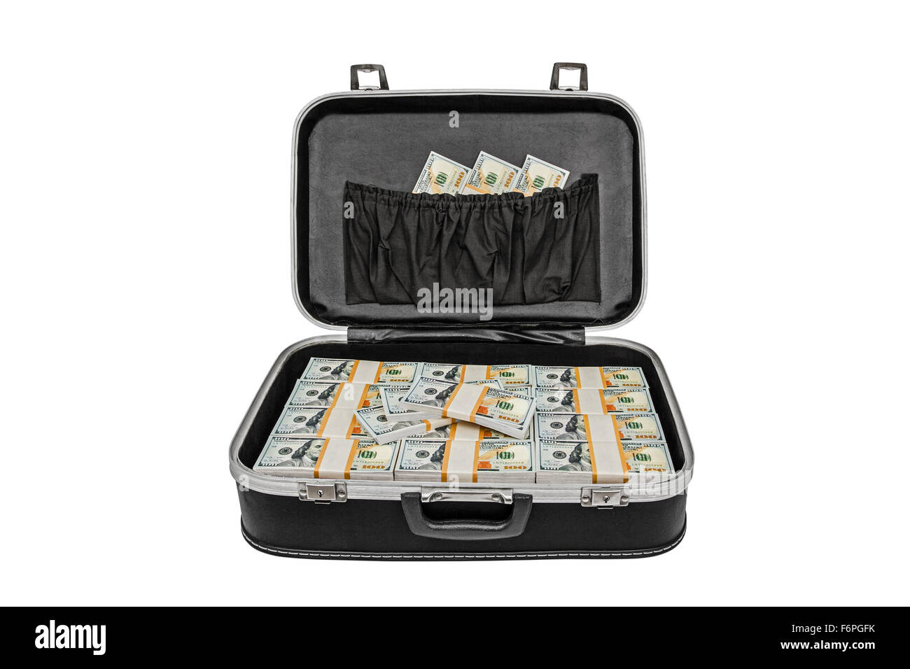 Lot of money in a suitcase isolated on white, with clipping path Stock ...