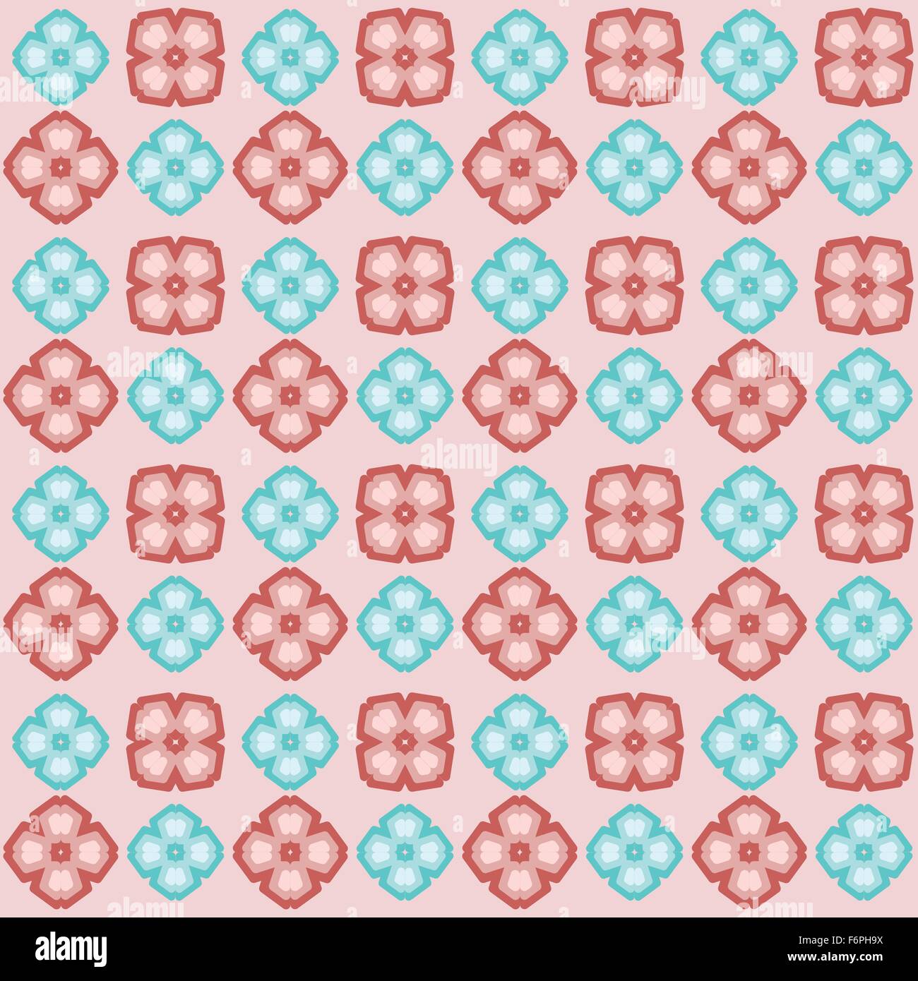 Seamless vector flower pattern red and blue Stock Vector Image & Art ...