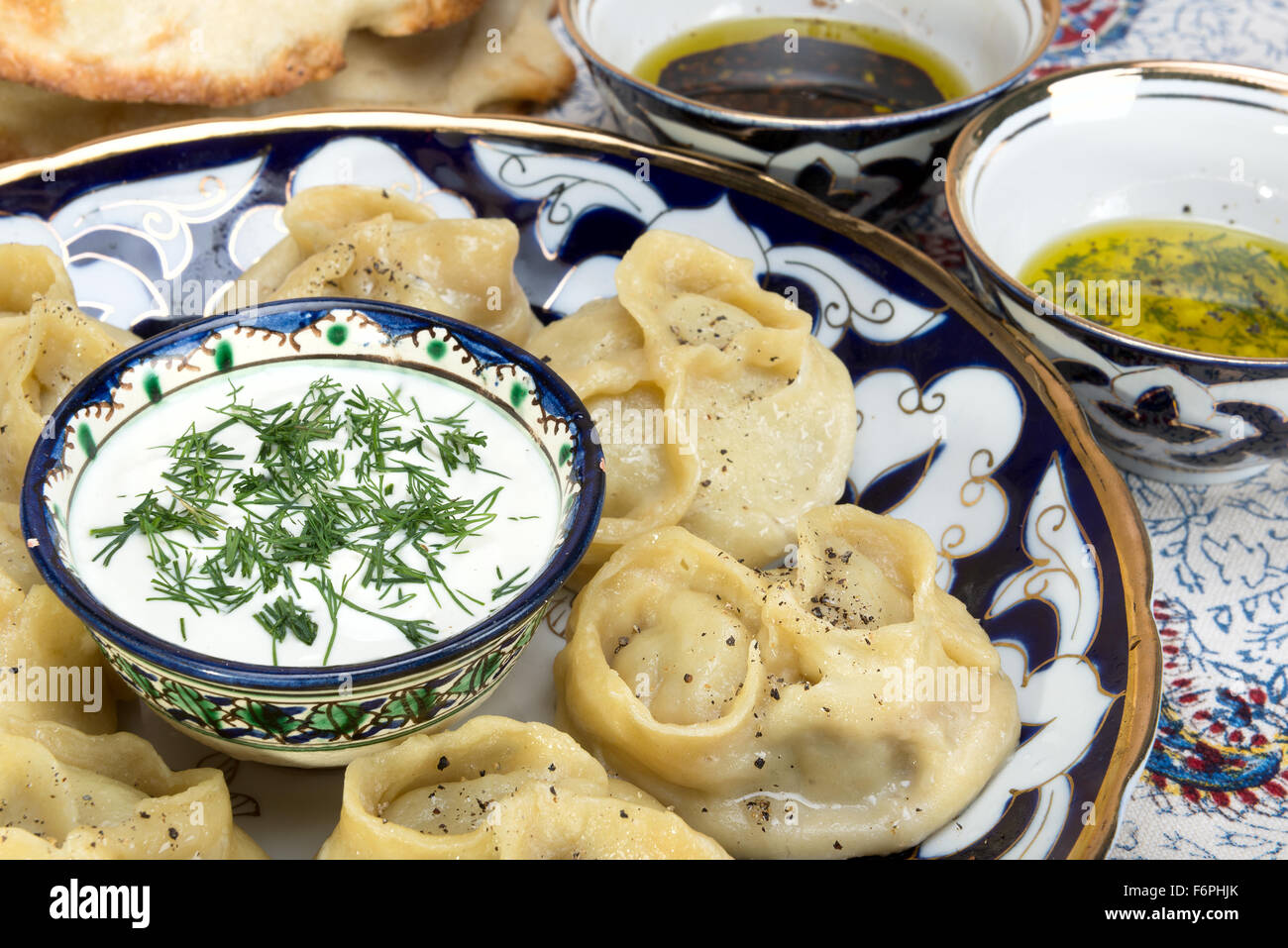 manti - dumplings of minced lamb wrapped in unleavened dough and cooked ...