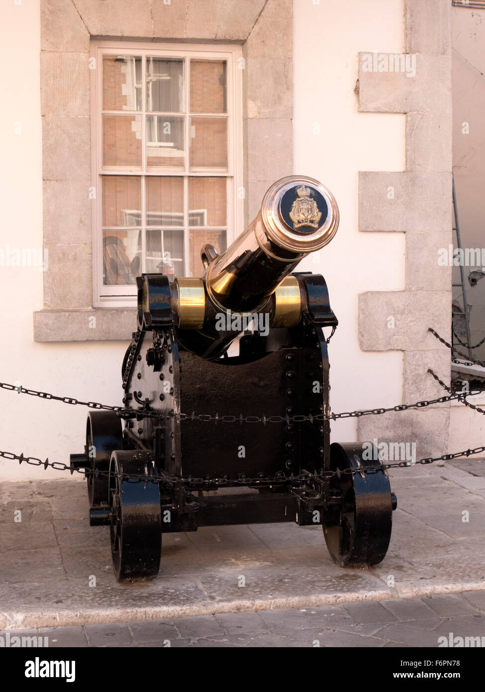 Cannon at the Governors Palace on the Rock of Gibraltar at the entrance ...