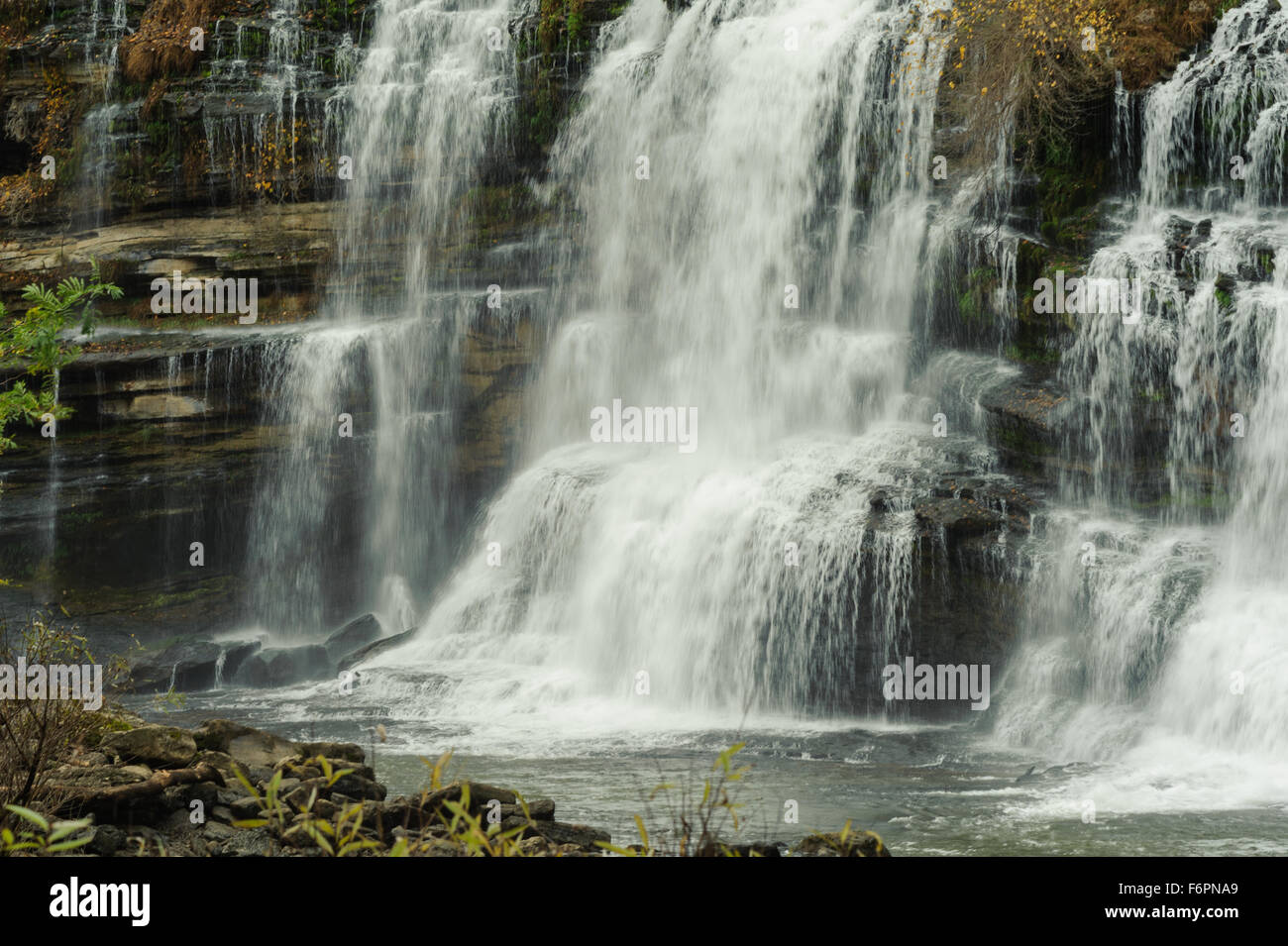 Joining the River 2 Rock Island State Park TN waterfall Stock Photo - Alamy