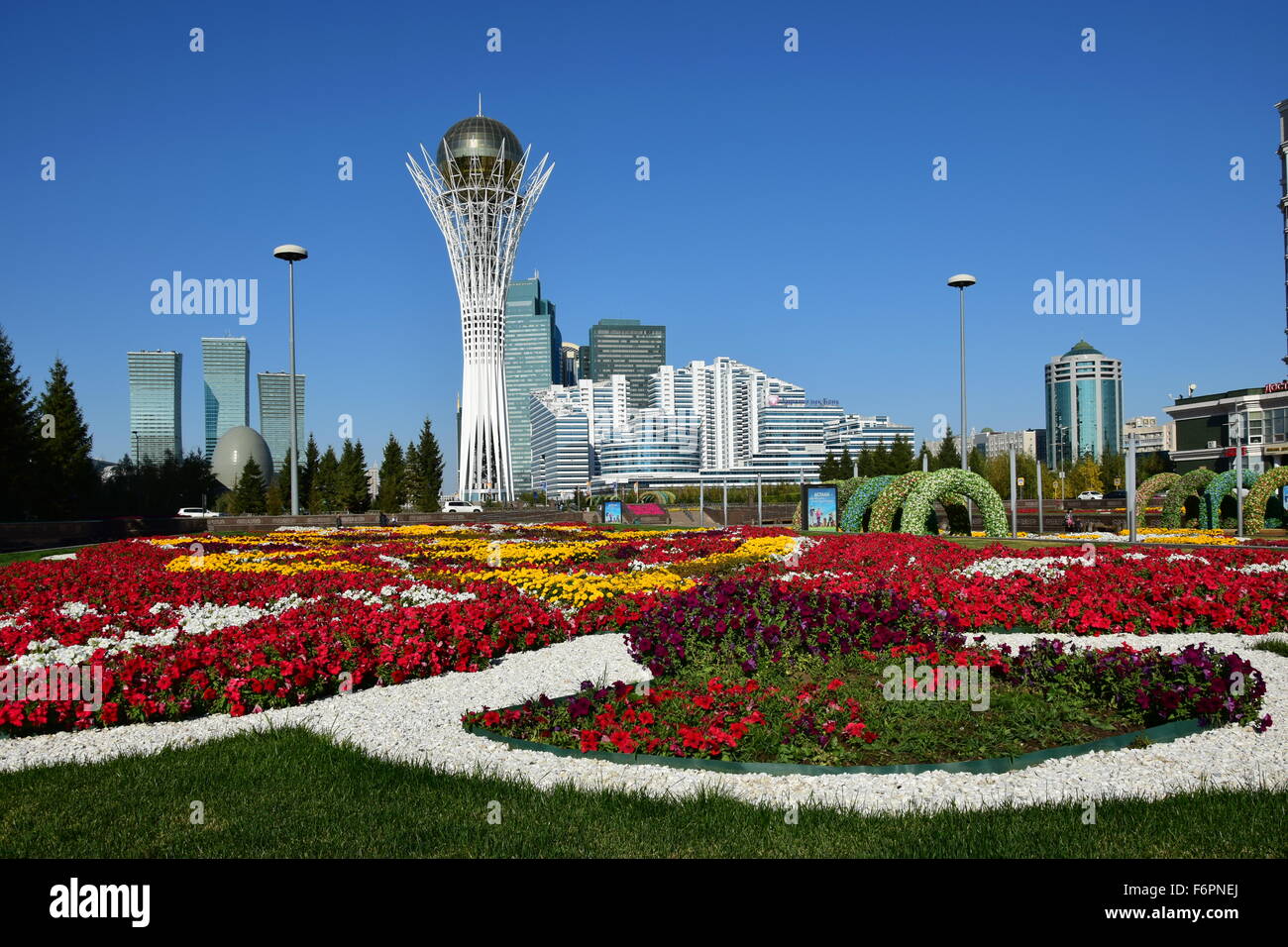 View on the tower Baiterek, in Astana, Kazakhstan Stock Photo - Alamy