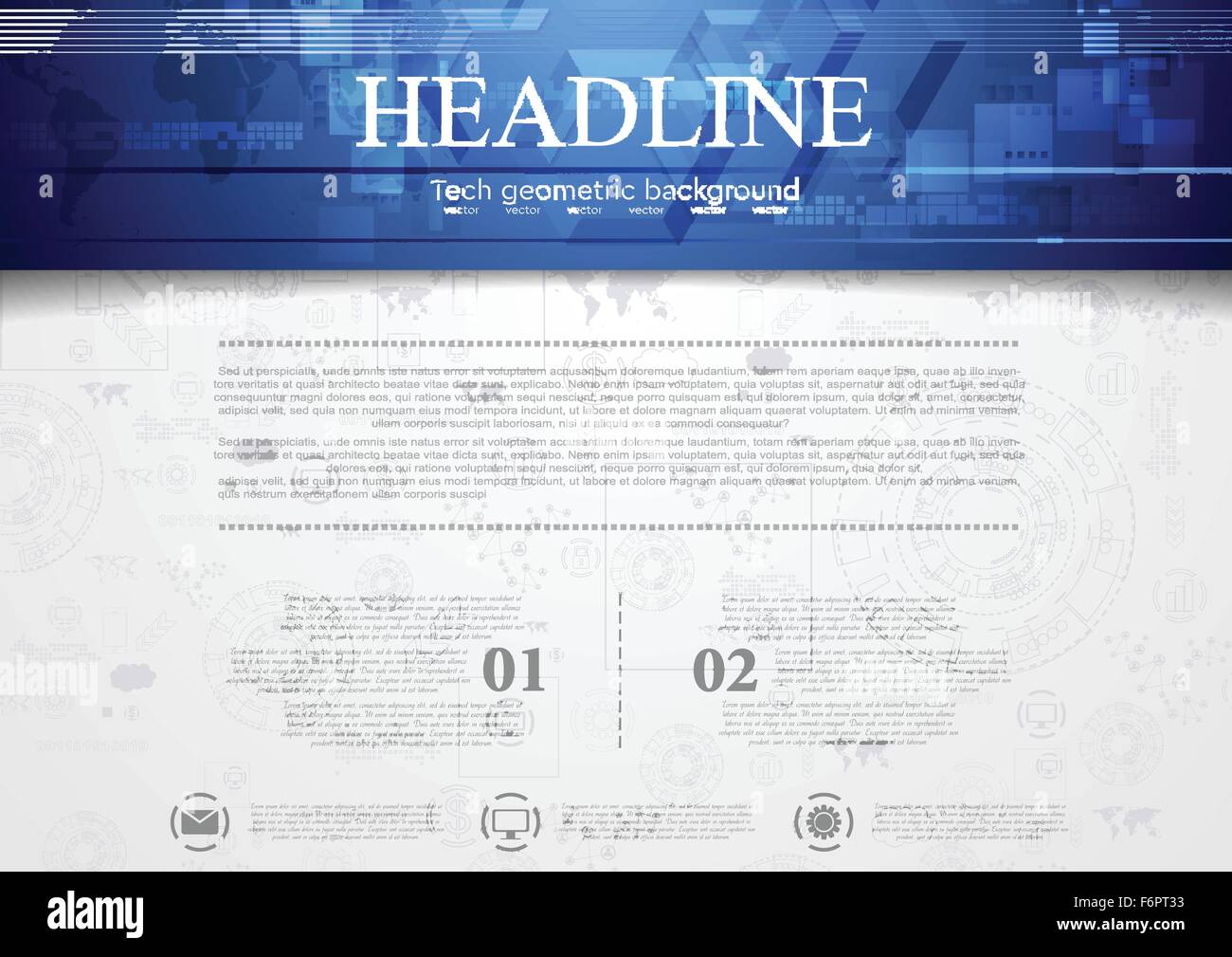 Hi-tech corporate background with blue header. Vector design Stock ...