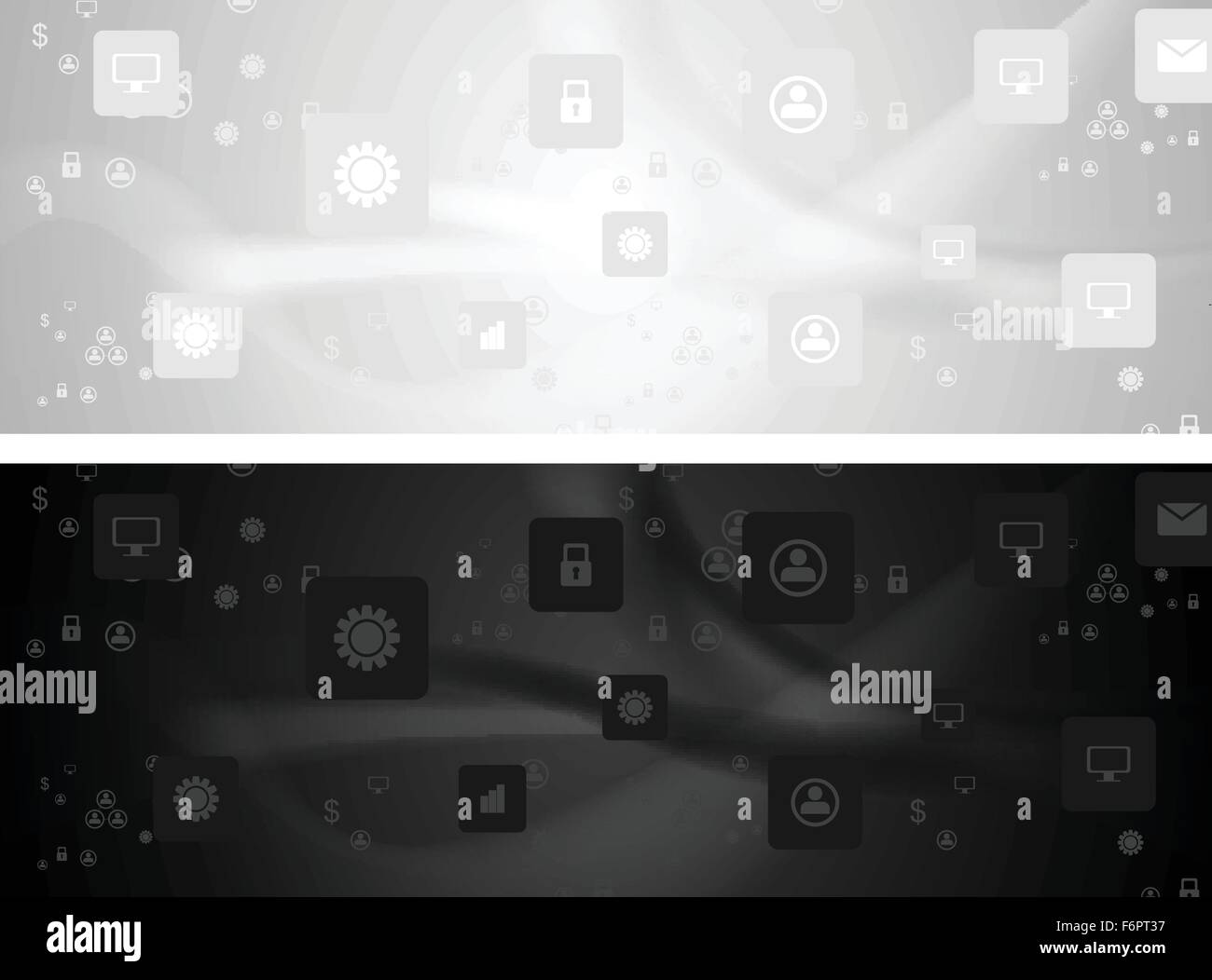 Grey and black social communication wavy banners. Vector graphic ...