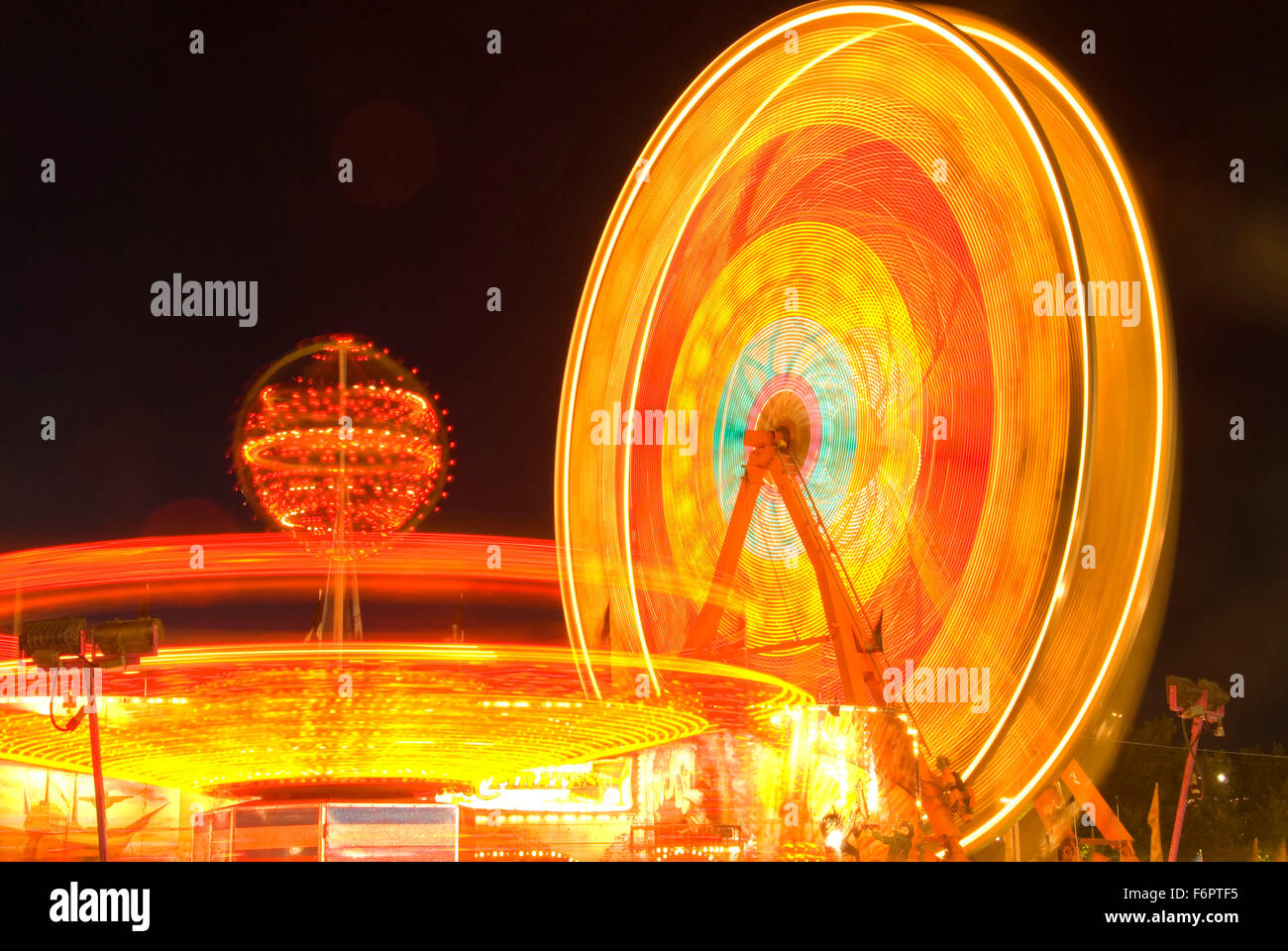 Ferris wheel with Super Orbiter carnival ride, Oregon State Fair, Salem ...