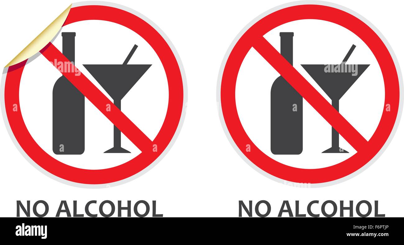 No alcohol signs in two vector styles depicting banned activities Stock ...