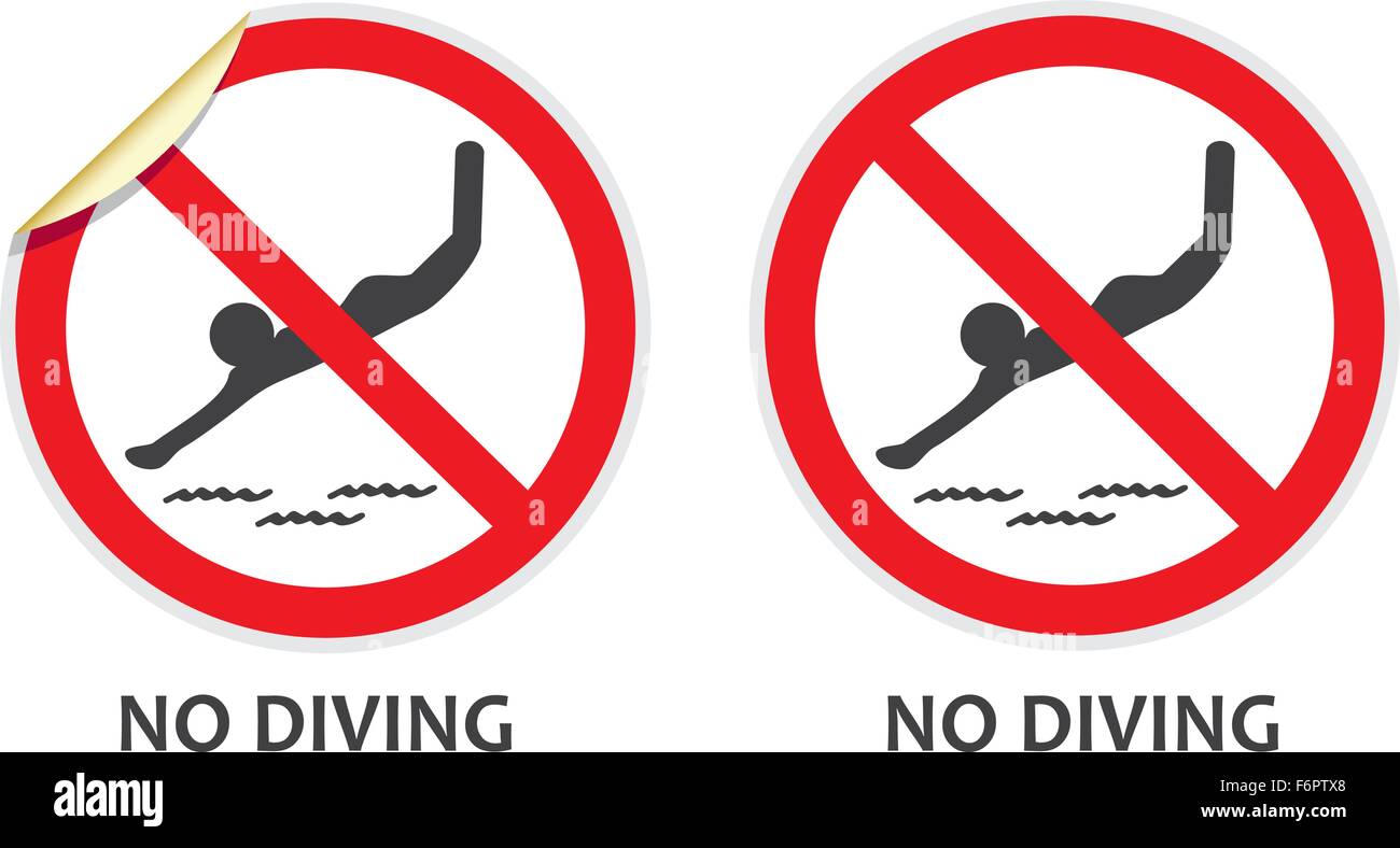 No diving signs in two vector styles depicting banned activities Stock ...