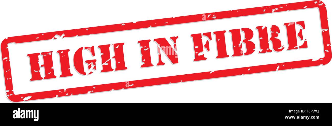 High fibre red rubber stamp vector for food nutrition concept in ...