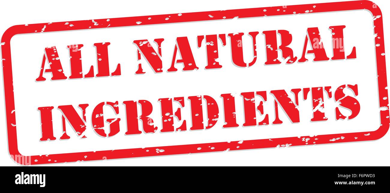 All natural ingredients red rubber stamp vector for food nutrition ...