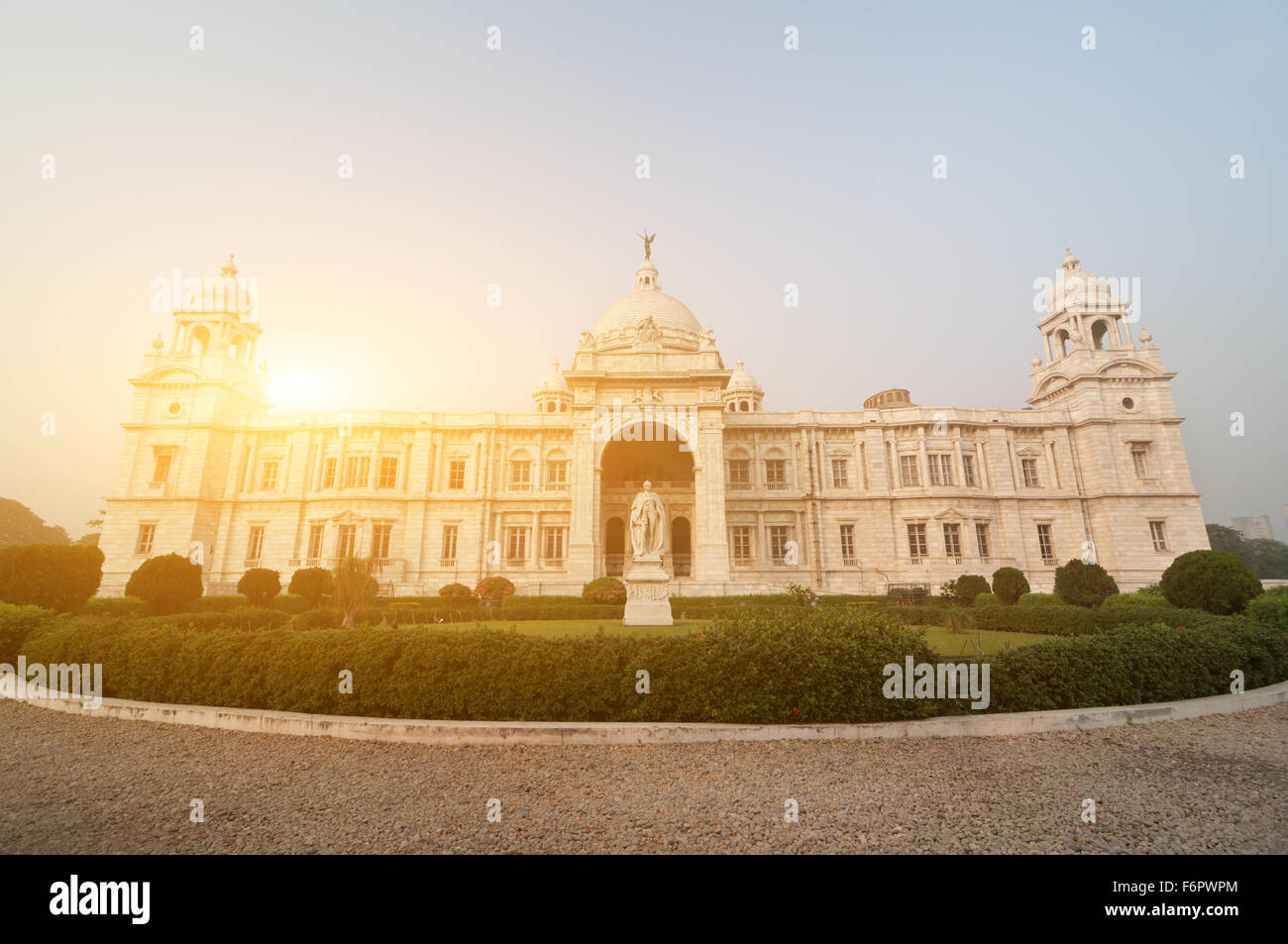Front view landmark building Victoria Memorial in Kolkata or Calcutta ...