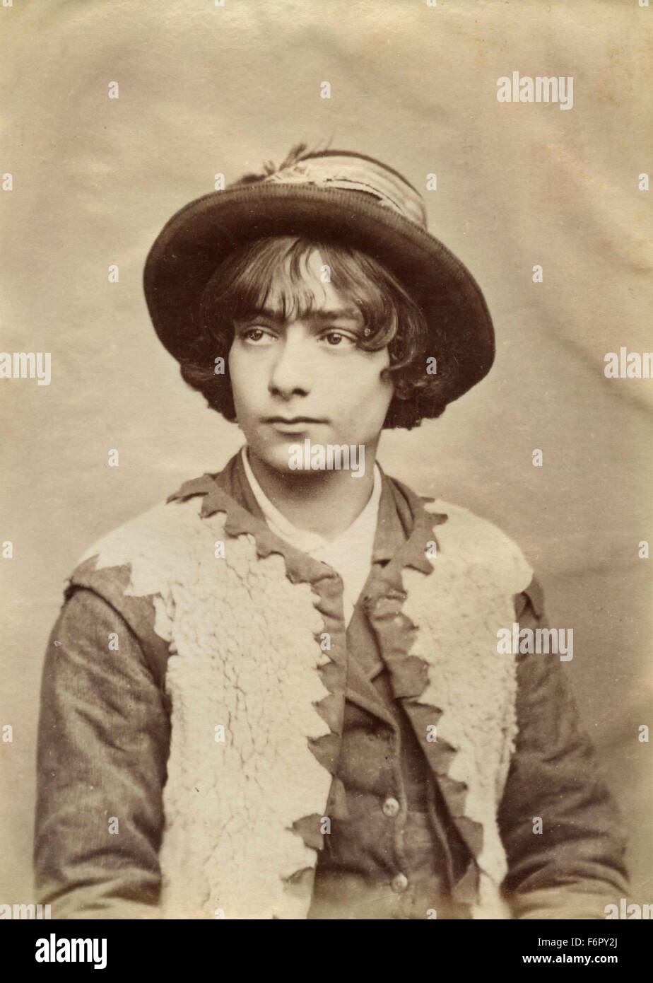 Model with traditional dress ciociaro, Anticoli Corrado, Italy Stock ...