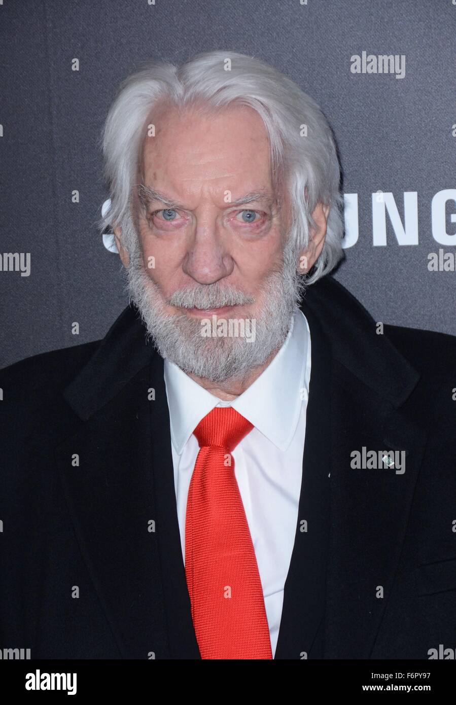 New York, NY, USA. 18th Nov, 2015. Donald Sutherland at arrivals for ...