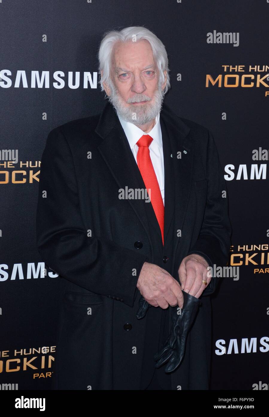 New York, NY, USA. 18th Nov, 2015. Donald Sutherland at arrivals for ...