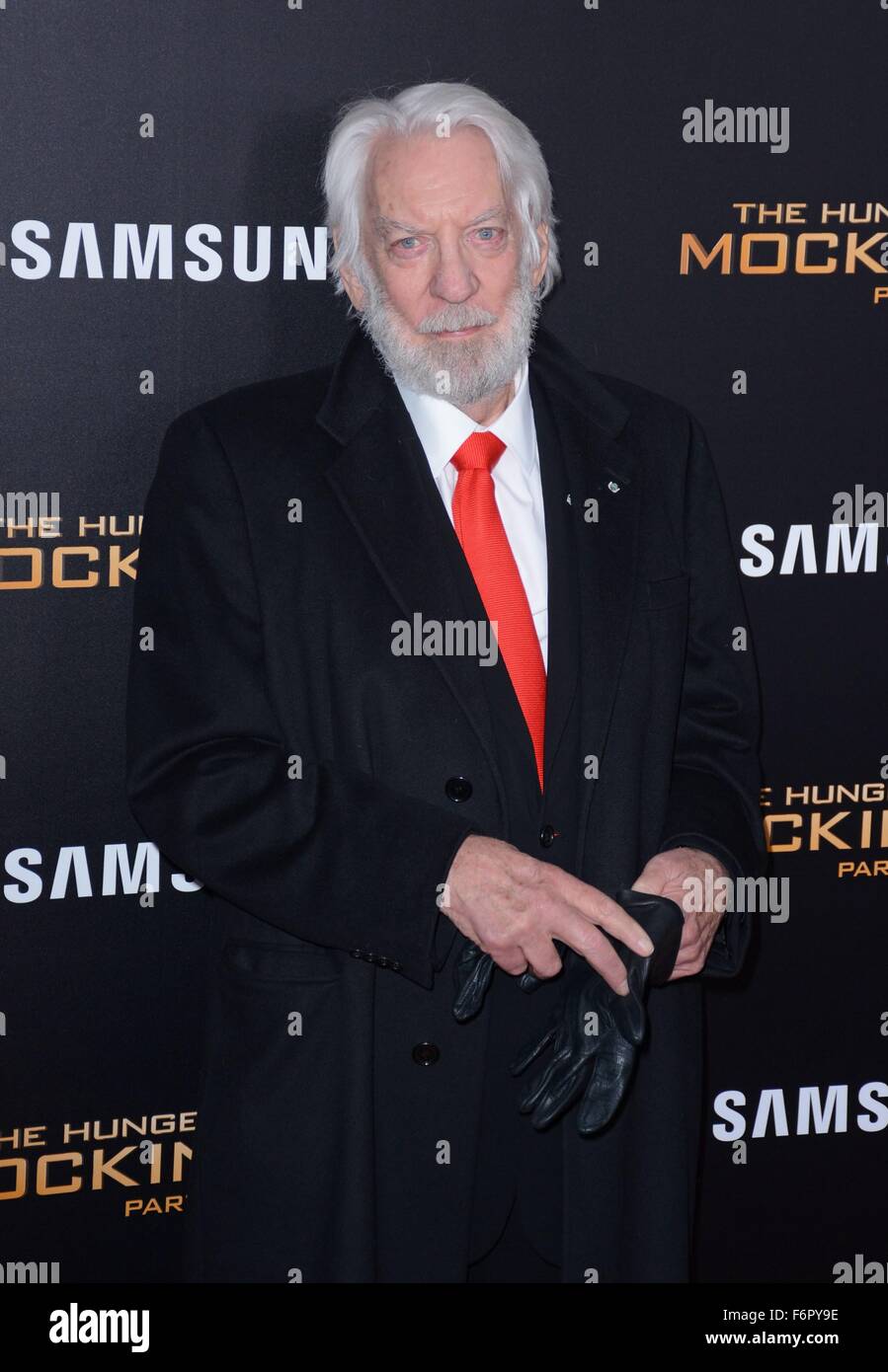 New York, NY, USA. 18th Nov, 2015. Donald Sutherland at arrivals for ...