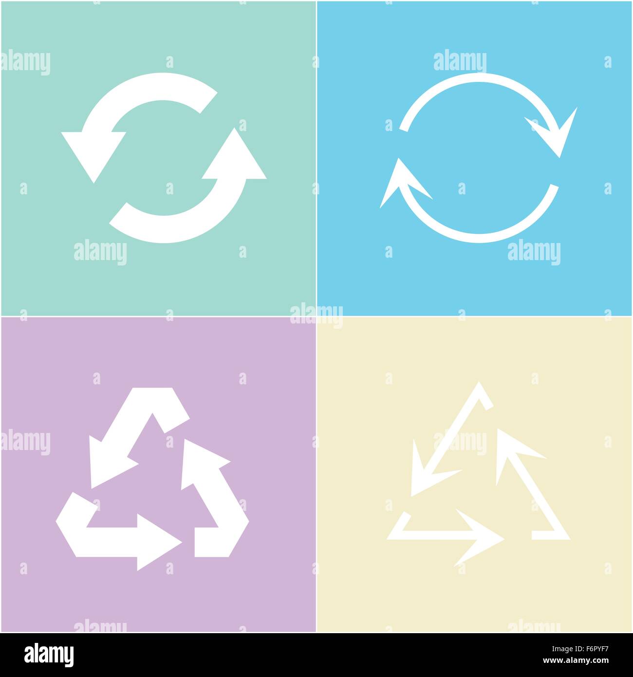 Flat design recycle symbols collection on a pastel background in vector ...