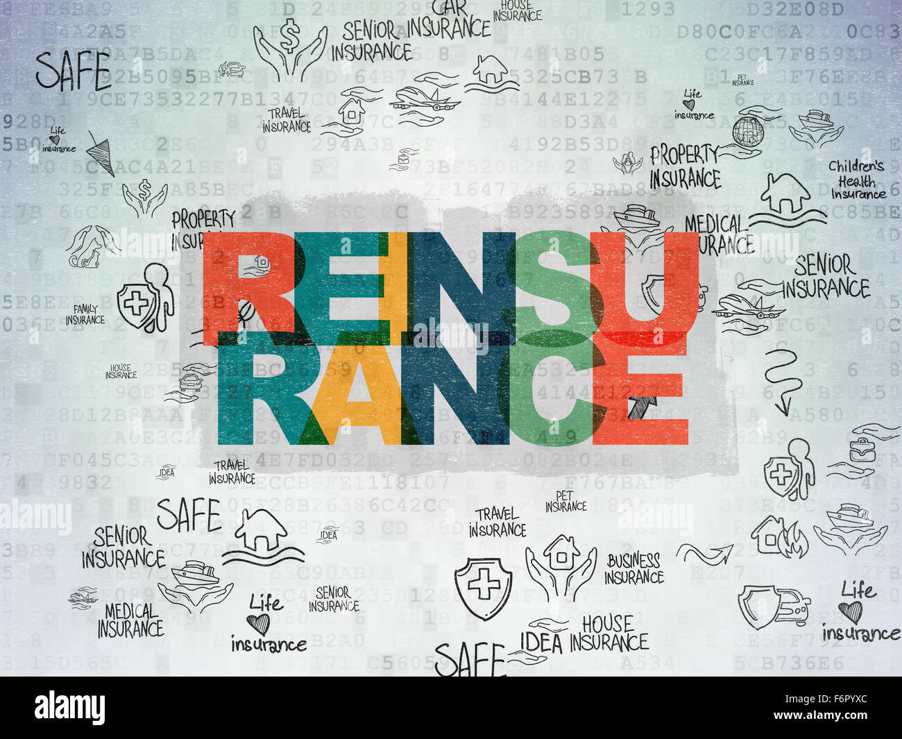 Insurance concept: Reinsurance on Digital Paper background Stock Photo ...