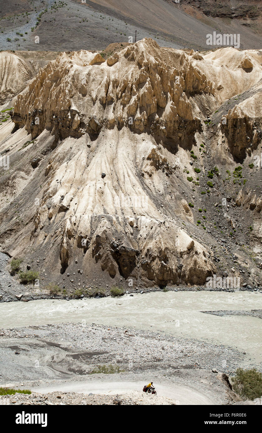 Weather eroded rock formations in Spiti Valley, Himachal Pradesh ...