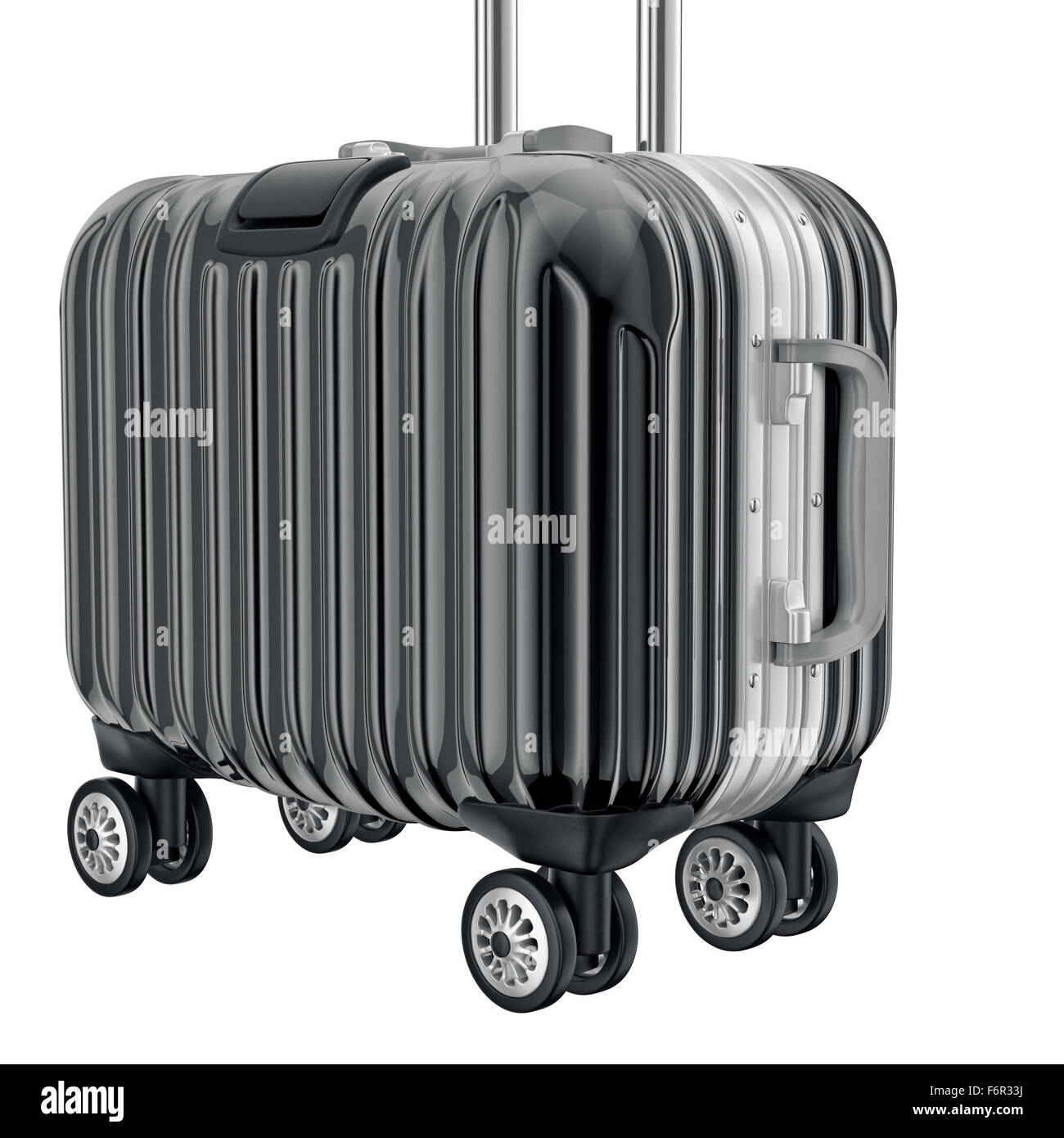 Black metal luggage for travel, zoomed view Stock Photo - Alamy