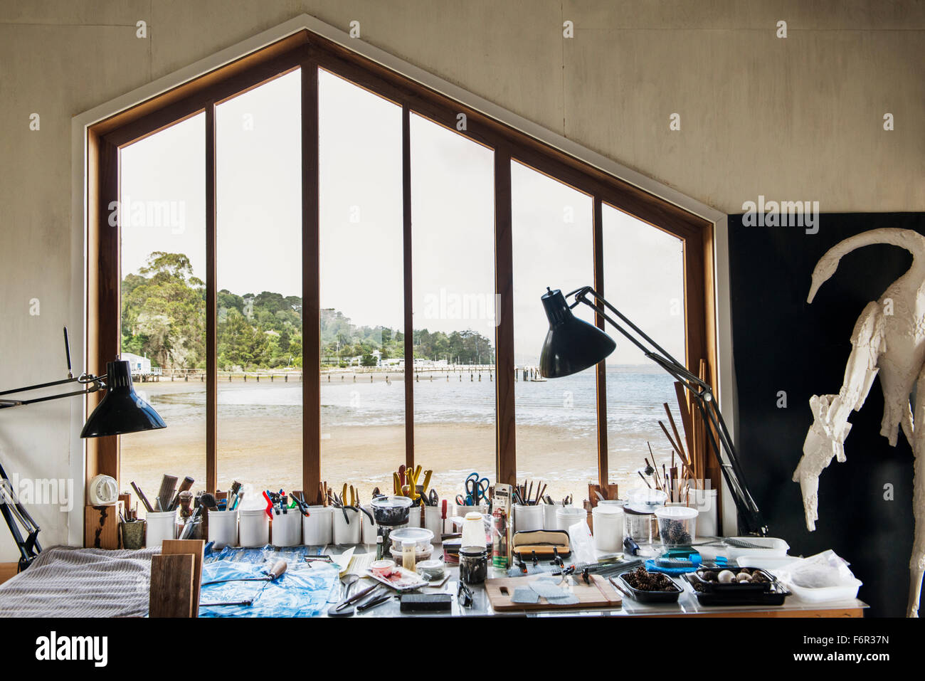 Window and desk in studio of artist Stock Photo - Alamy