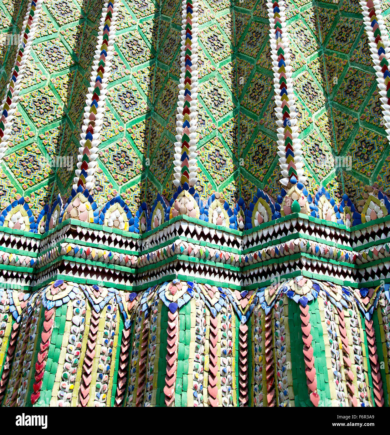 thailand abstract cross colored column ceramic in the big wall temple ...