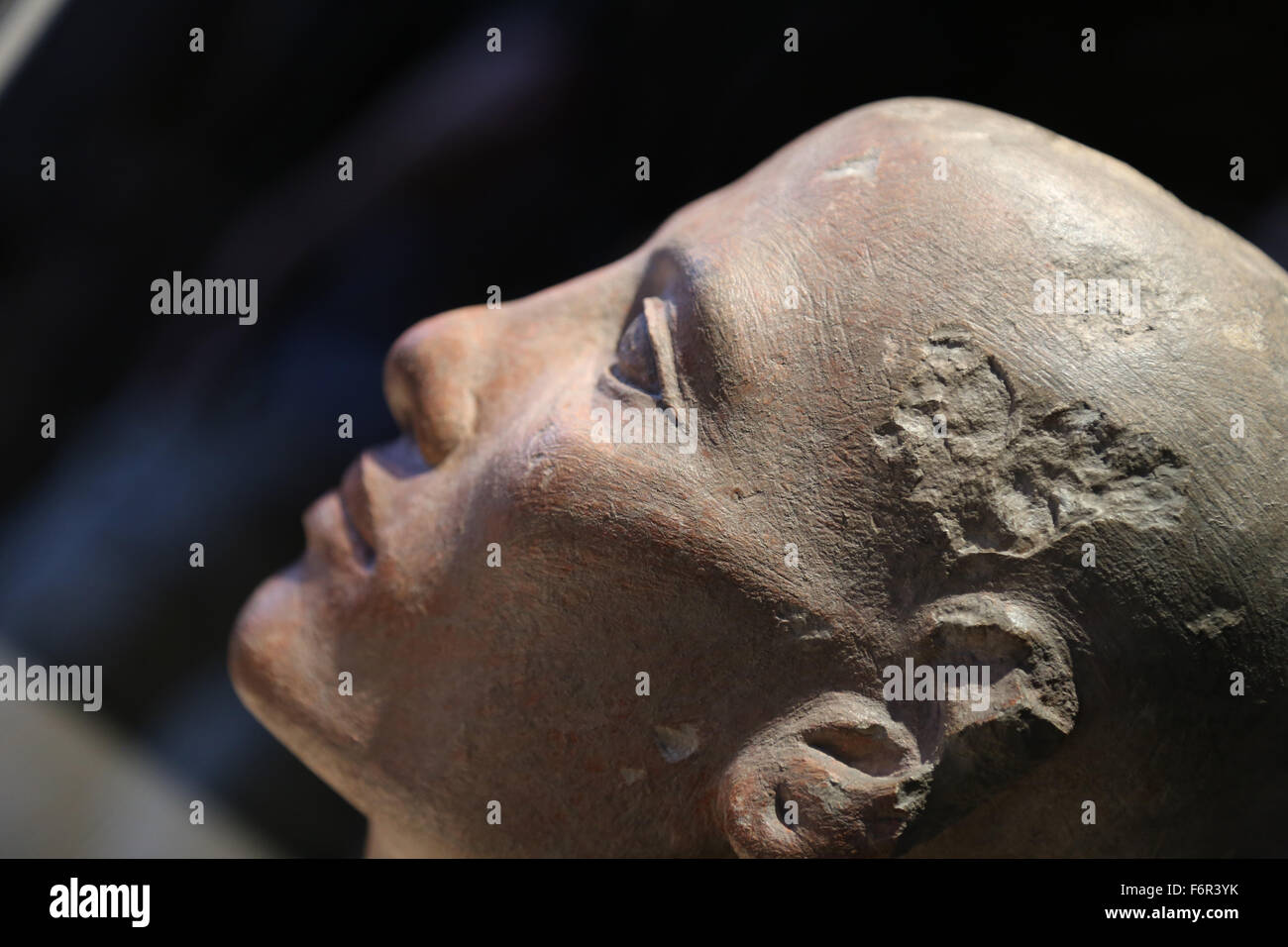 Egyptian art. Man head. Limestone. Polychromy. Louvre Museum. Paris ...