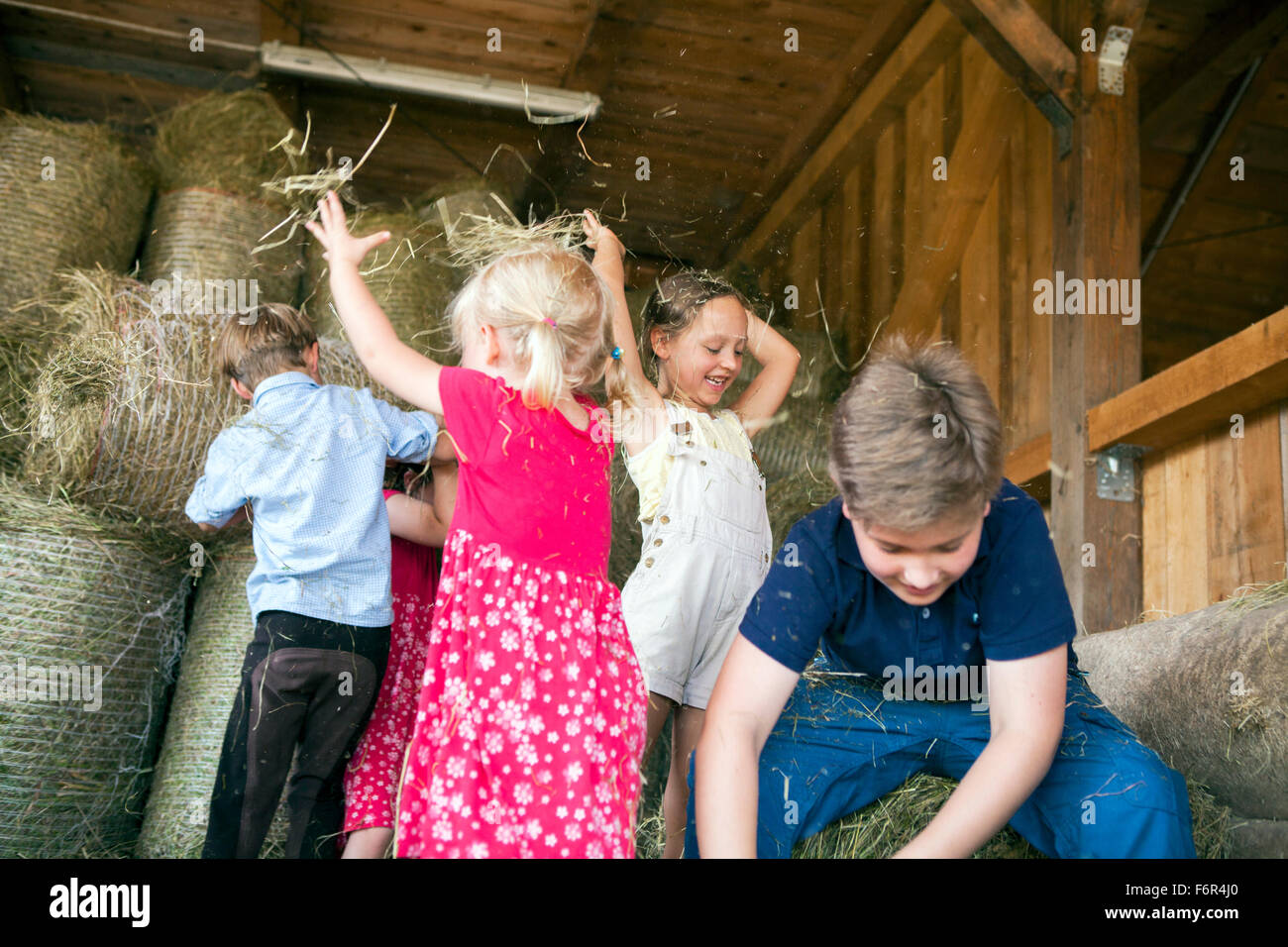 Children playing in hay bale hi-res stock photography and images - Alamy