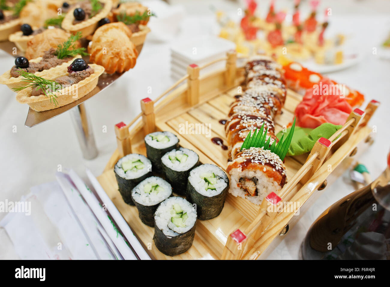 food of sushi on wedding reception Stock Photo - Alamy