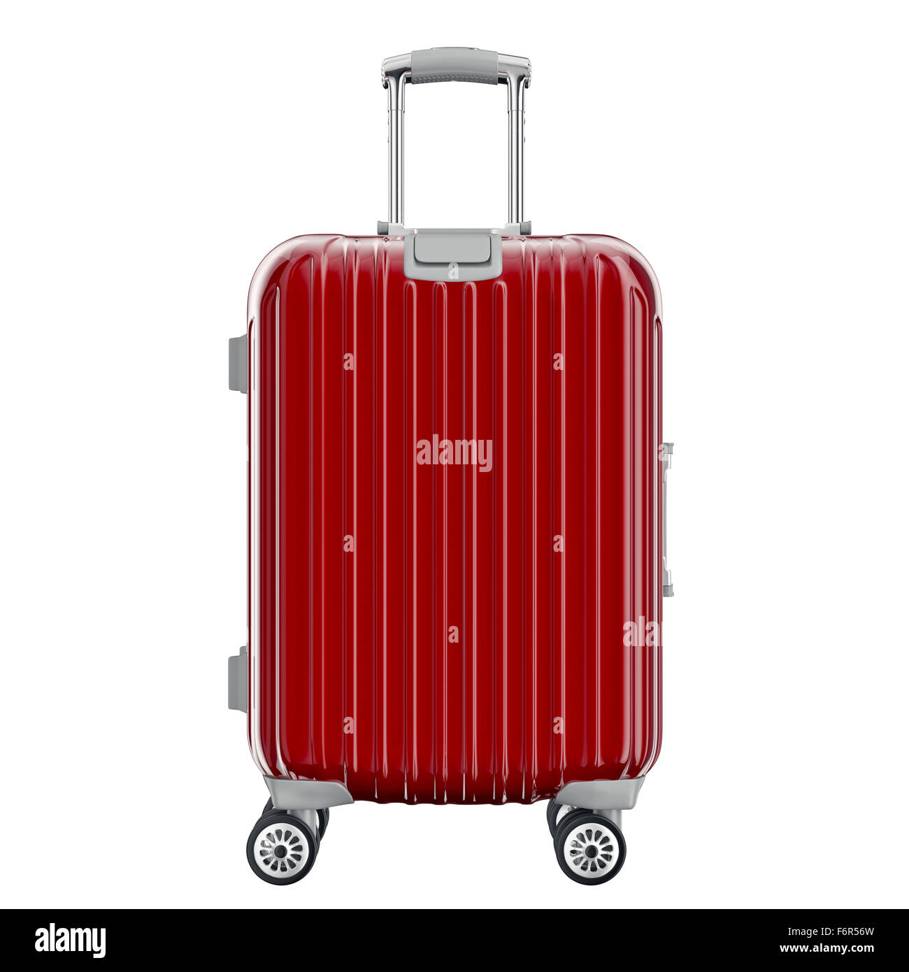 Red suitcase for travel, front view Stock Photo - Alamy