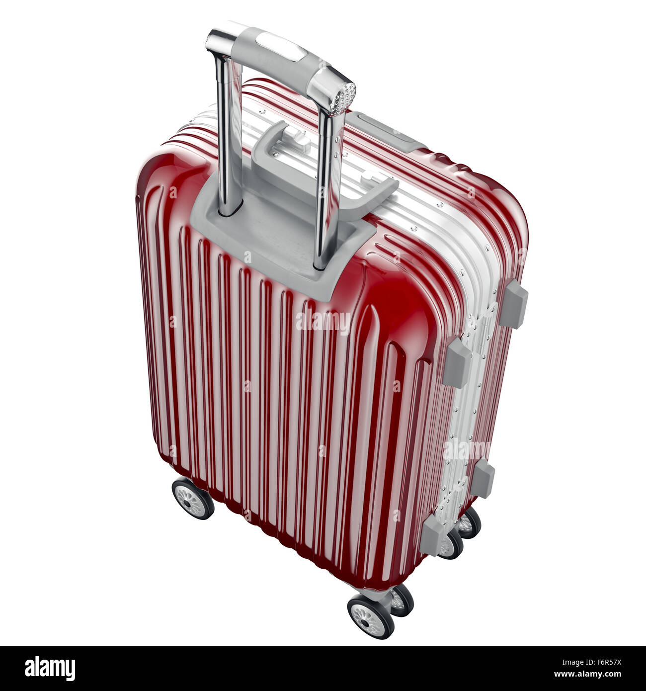 Red metal luggage for travel Stock Photo - Alamy