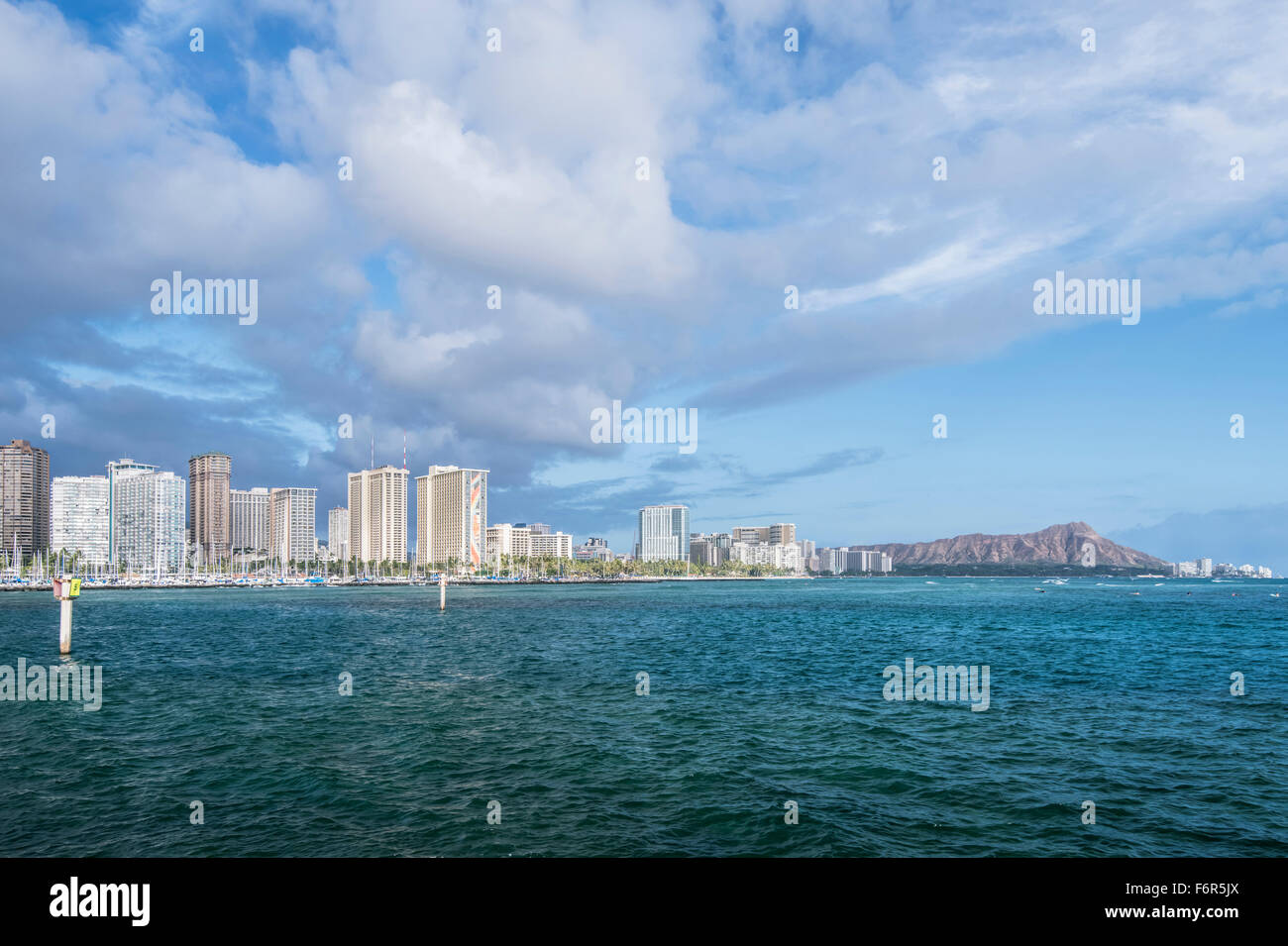 Honolulu city skyline over ocean, Hawaii, United States Stock Photo - Alamy