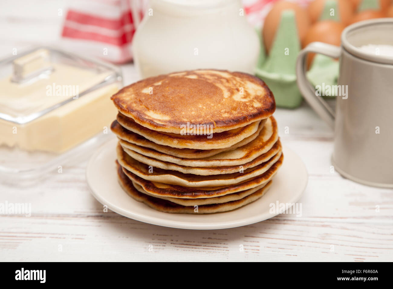High pile of delicious pancakes Stock Photo - Alamy