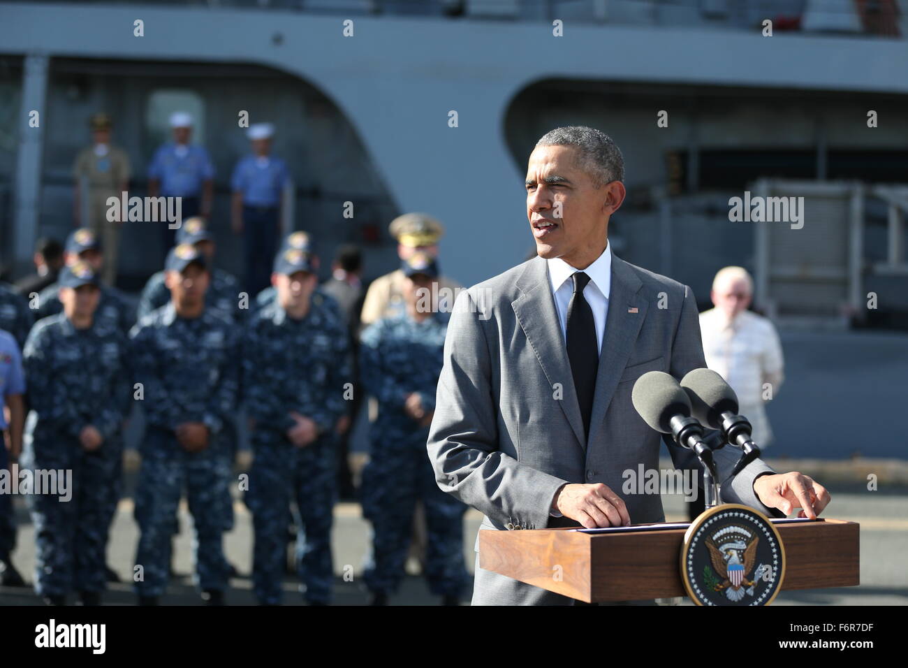 U.S. President Barack Obama speaks to the media after touring the ...