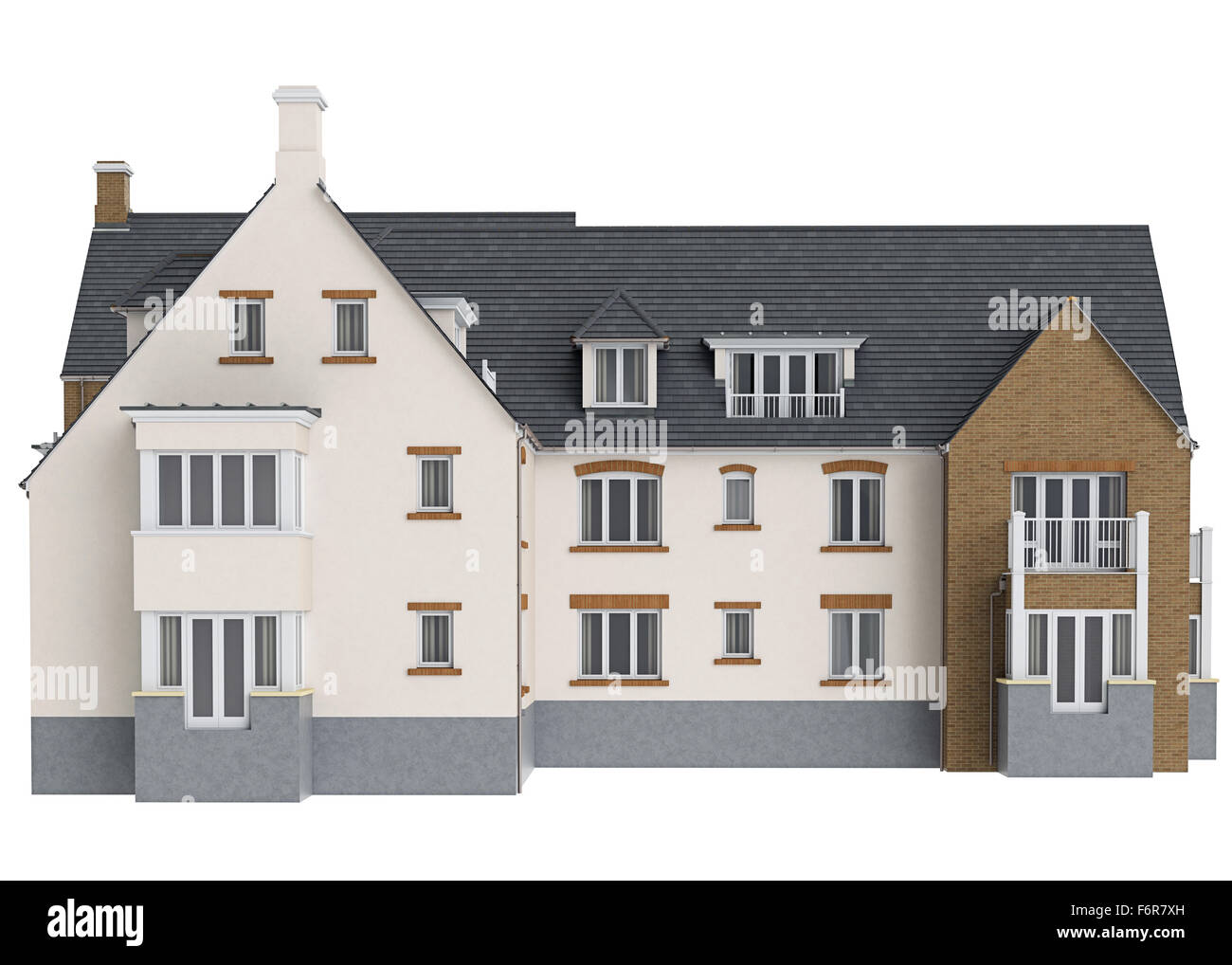 House mansion brick facade, front view Stock Photo - Alamy